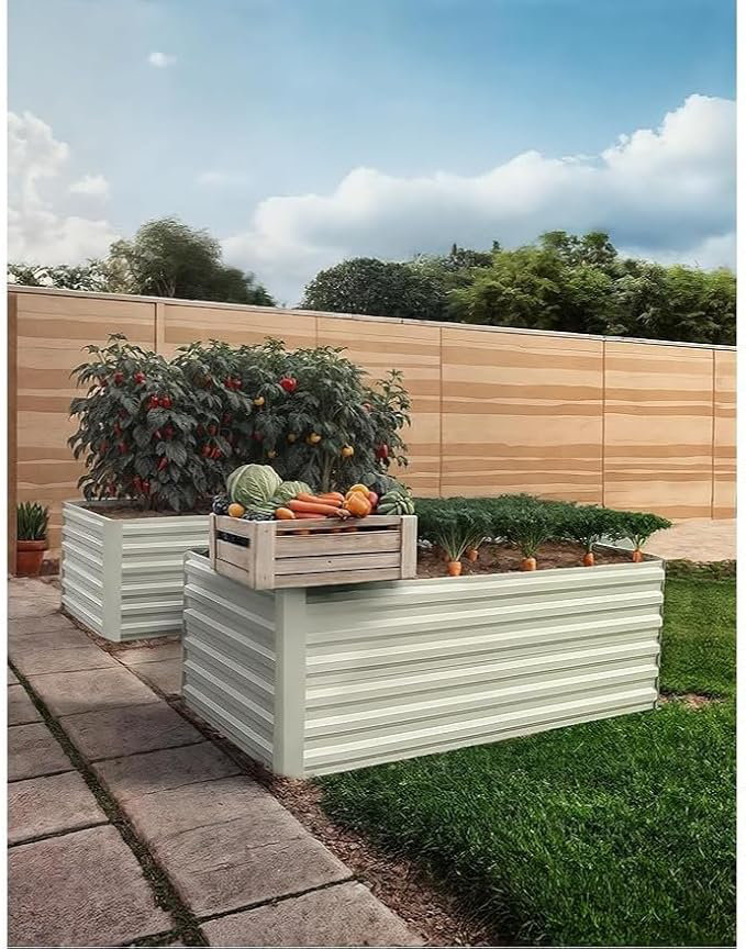 Arlmont & Co. 2Pcs Galvanized Metal Raised Garden Bed - Deep Root ...