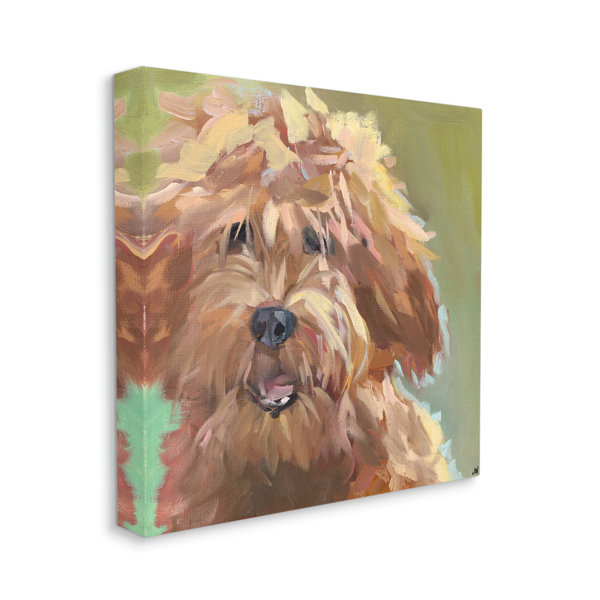 Ebern Designs Abstract Goldendoodle Painting Canvas Wall Art by Jenny ...