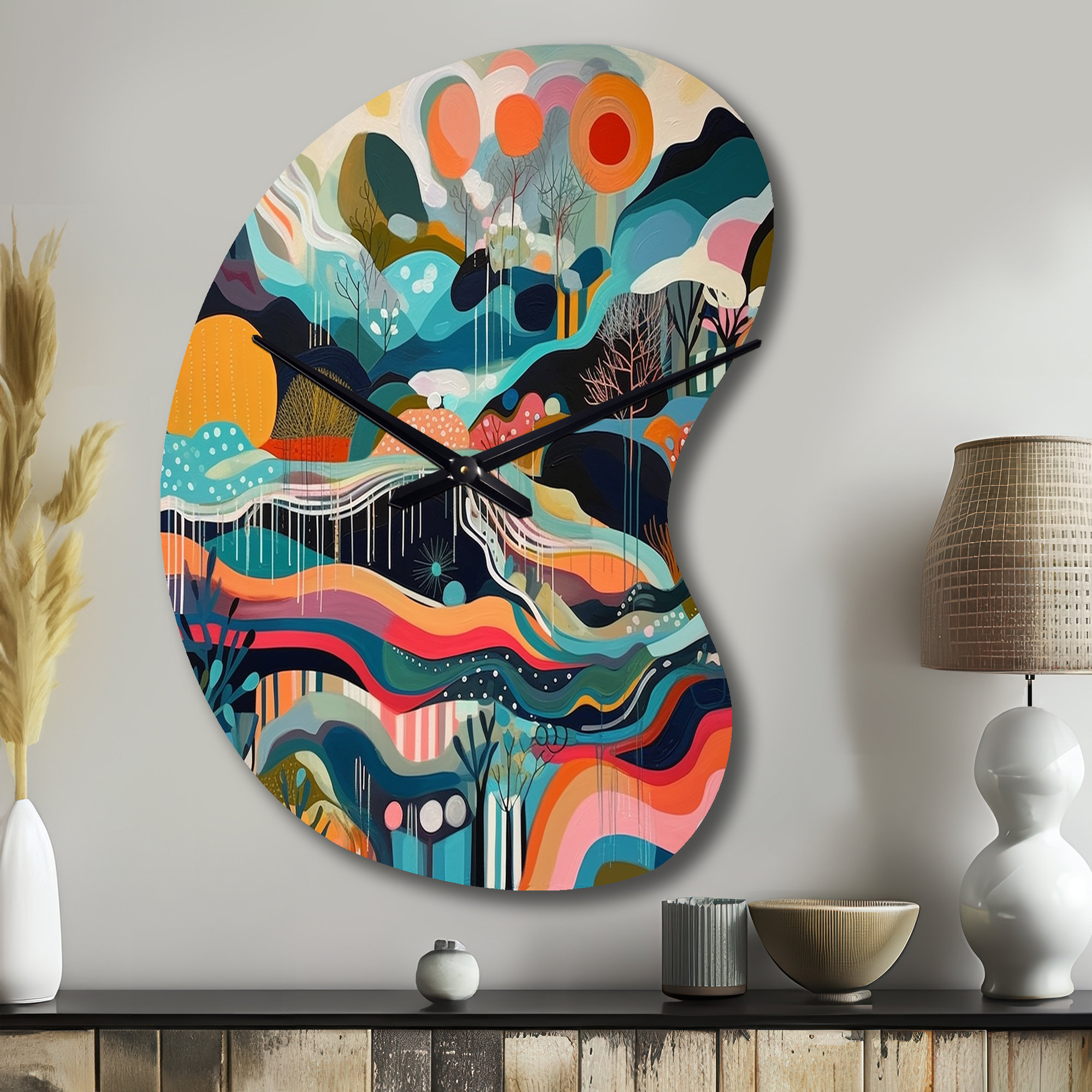 Design Art Blue Green Minimalism Explosion - Boom Shape Blue Wall Clock ...