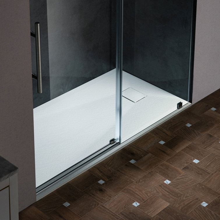 WoodBridge 59" L X 35.4" W Solid Surface Low-Profile Shower Base: Non ...