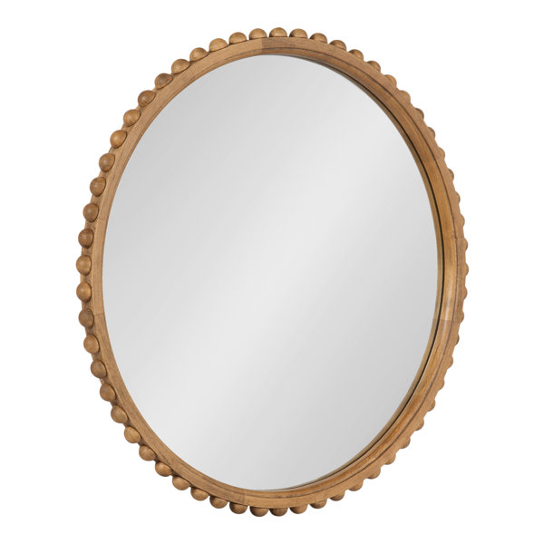 Dakota Fields Wooden Round Beaded Mirror | Wayfair