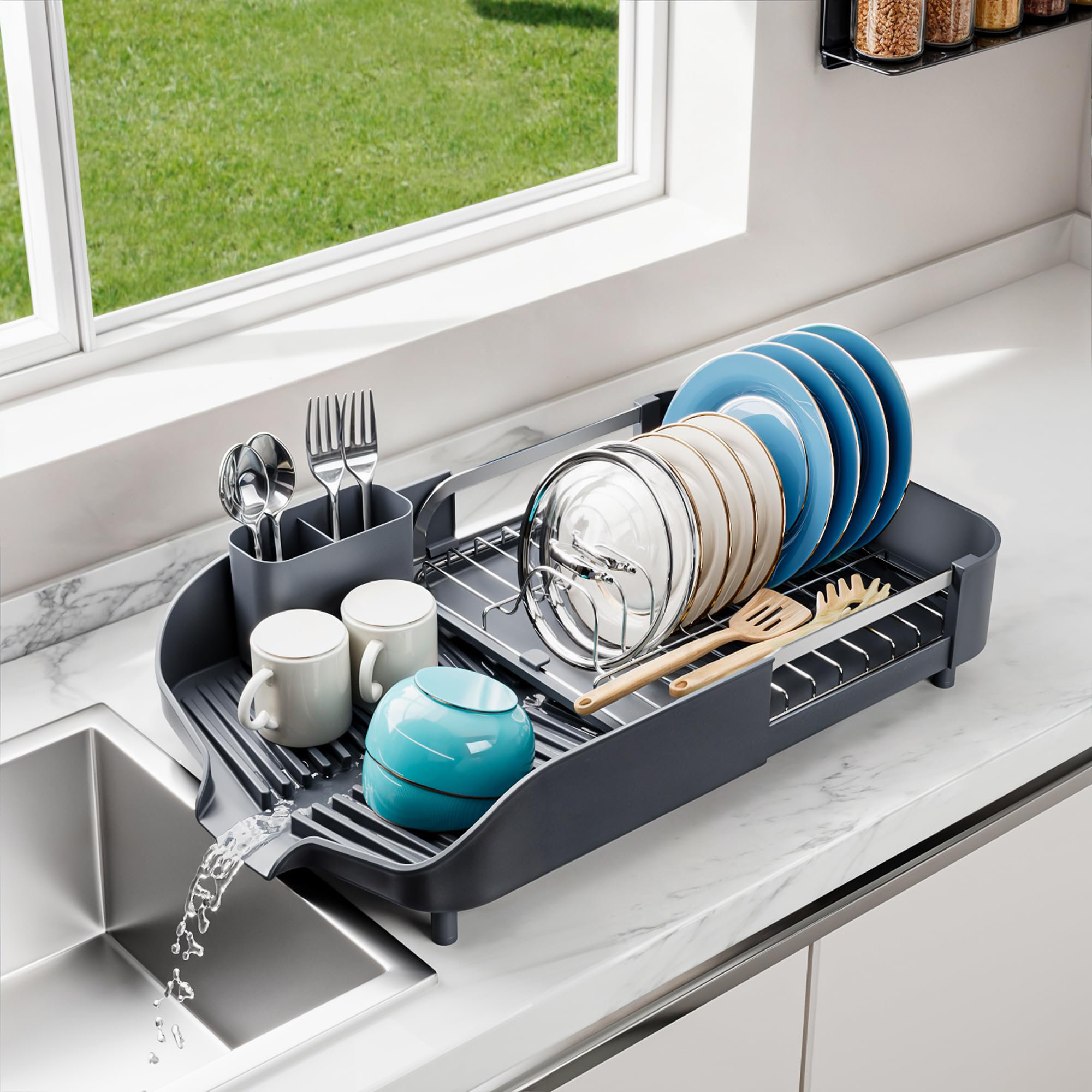 COOREL Dish Drying Rack, Expandable Dish Racks For Kitchen Counter ...