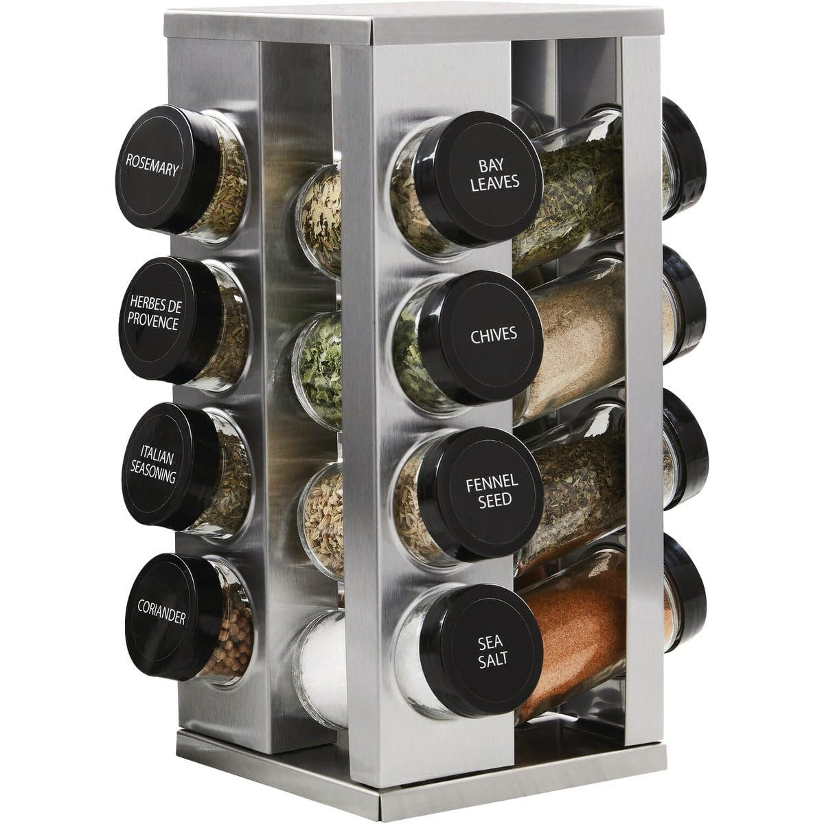 Ivy Bronx Revolving Countertop Spice Rack Organizer With Spices ...