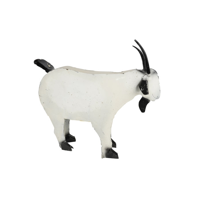 August Grove® Basilico Medium Recycled Metal Goat Statue & Reviews ...