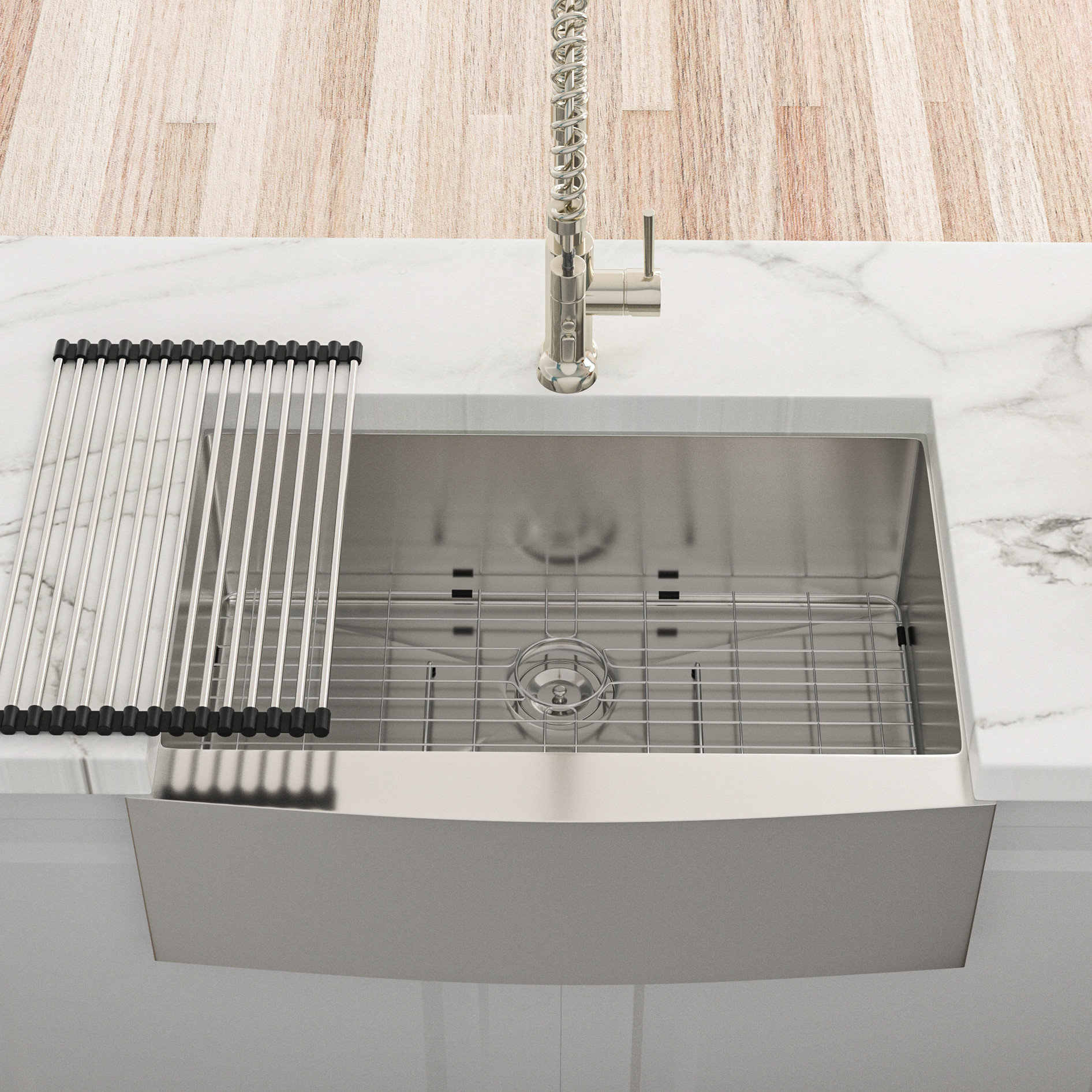 TUOXIN 27 Inch Deep Kitchen Basin Sink, Stainless Steel 16G T304, R10 ...