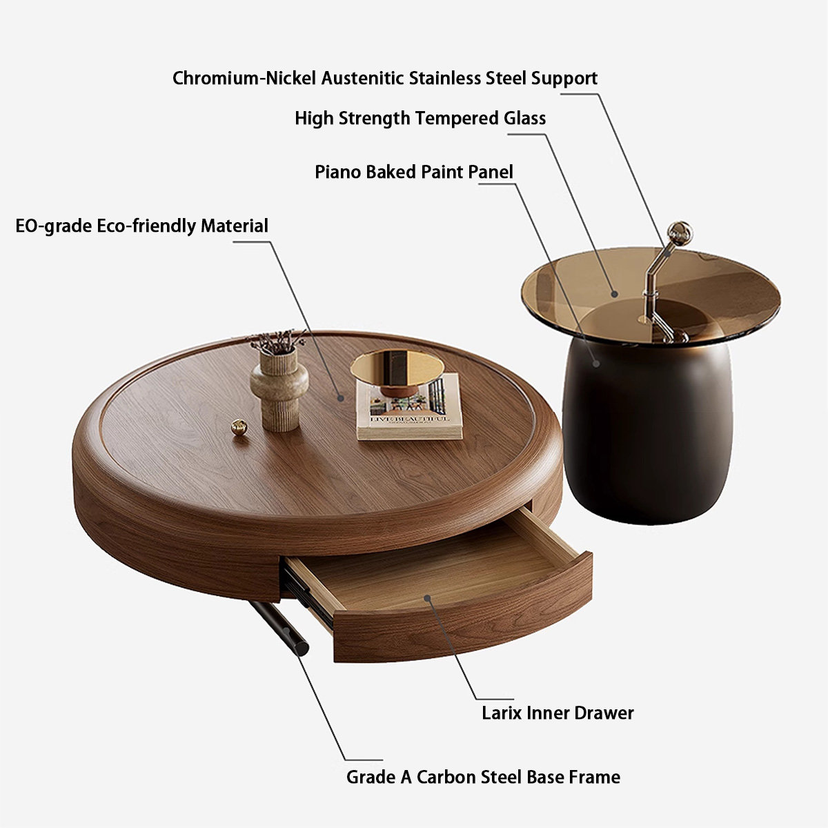 Organix Pattern 35.43"Italian Style Light Luxury Solid Wood Round ...