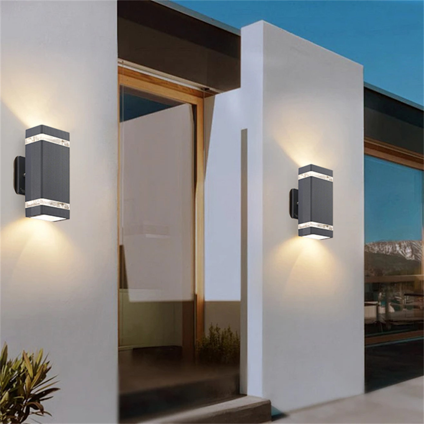 Orren Ellis 2-Pack LED Square Wall Lights – Waterproof Outdoor Sconces ...