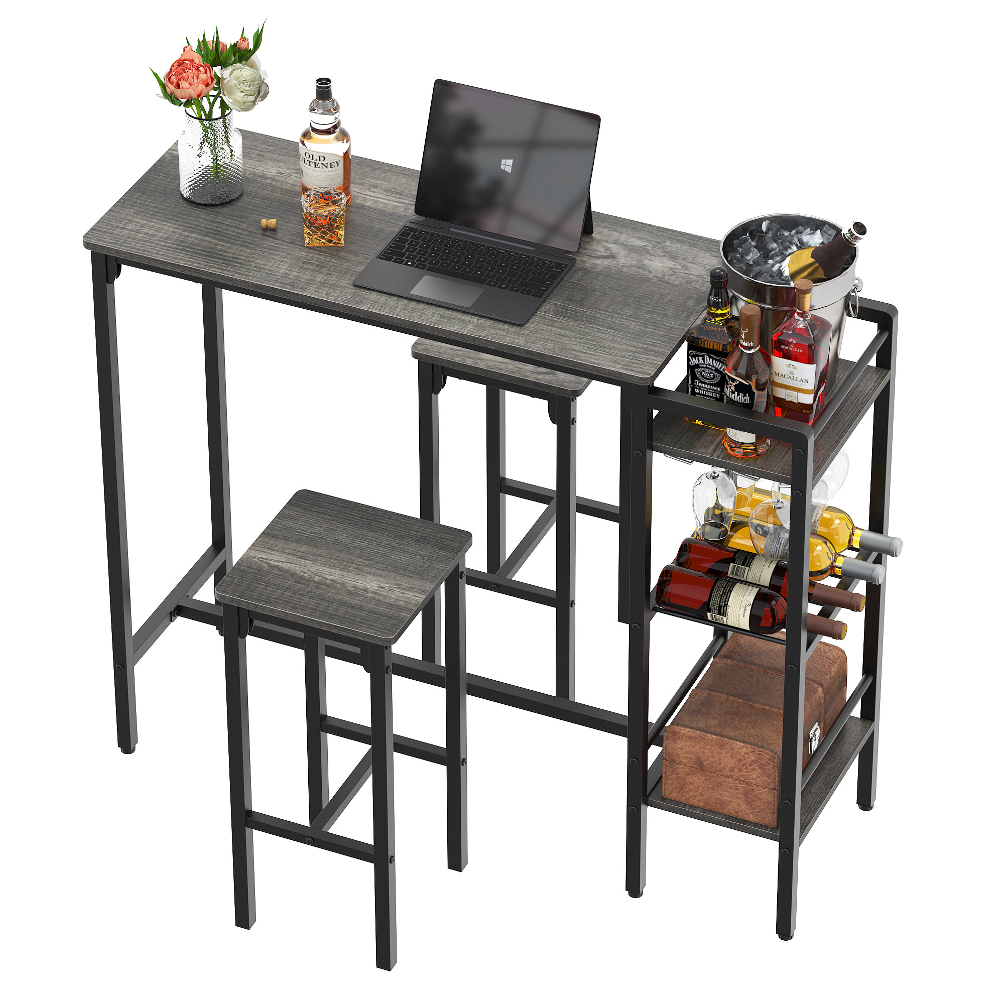 17 Stories 2 - Person Dining Set Counter Height Table with 2 Stools ...