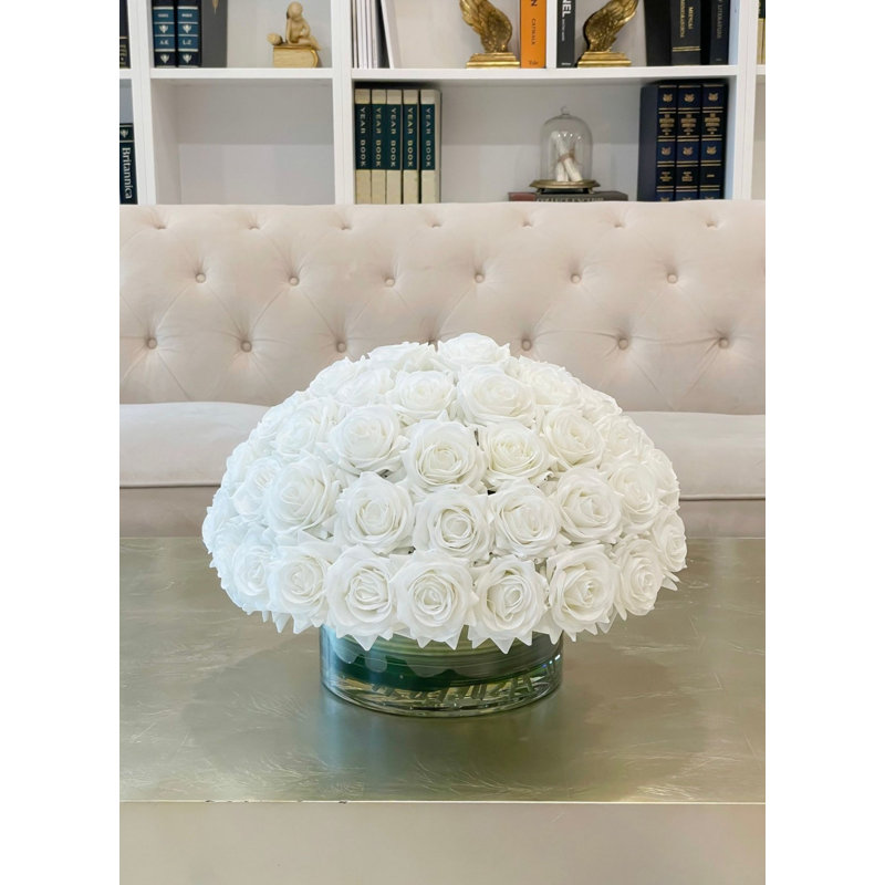 Flovery X Large Stems 60 Roses - White Real Touch Faux Rose Stems ...