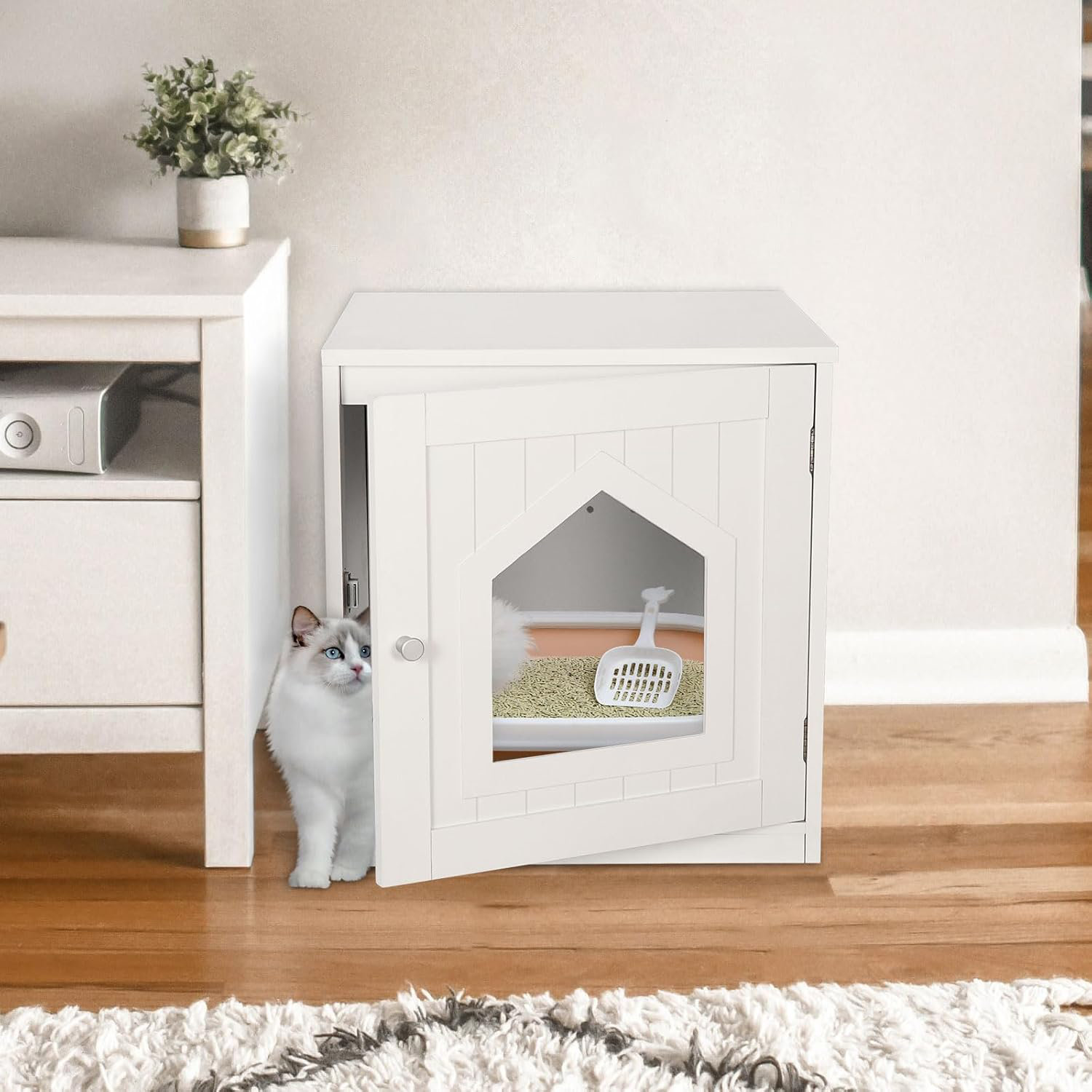 Tucker Murphy Pet™ Cat House & Side Table, Pet Cat Litter Box Enclosure ...