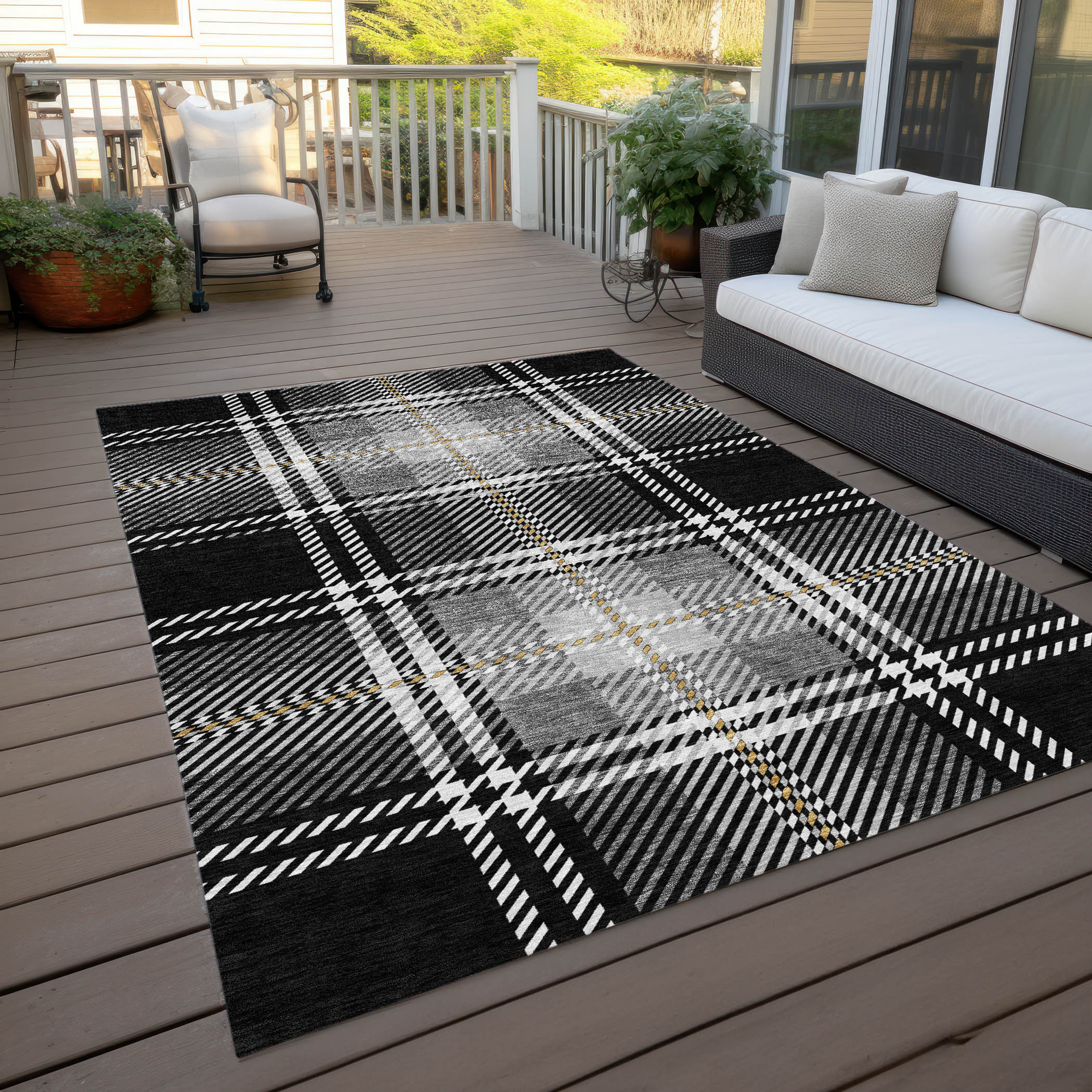 Langley Street Machine Washable Indoor/Outdoor Maliana ACN935 Black Rug - Wayfair Canada