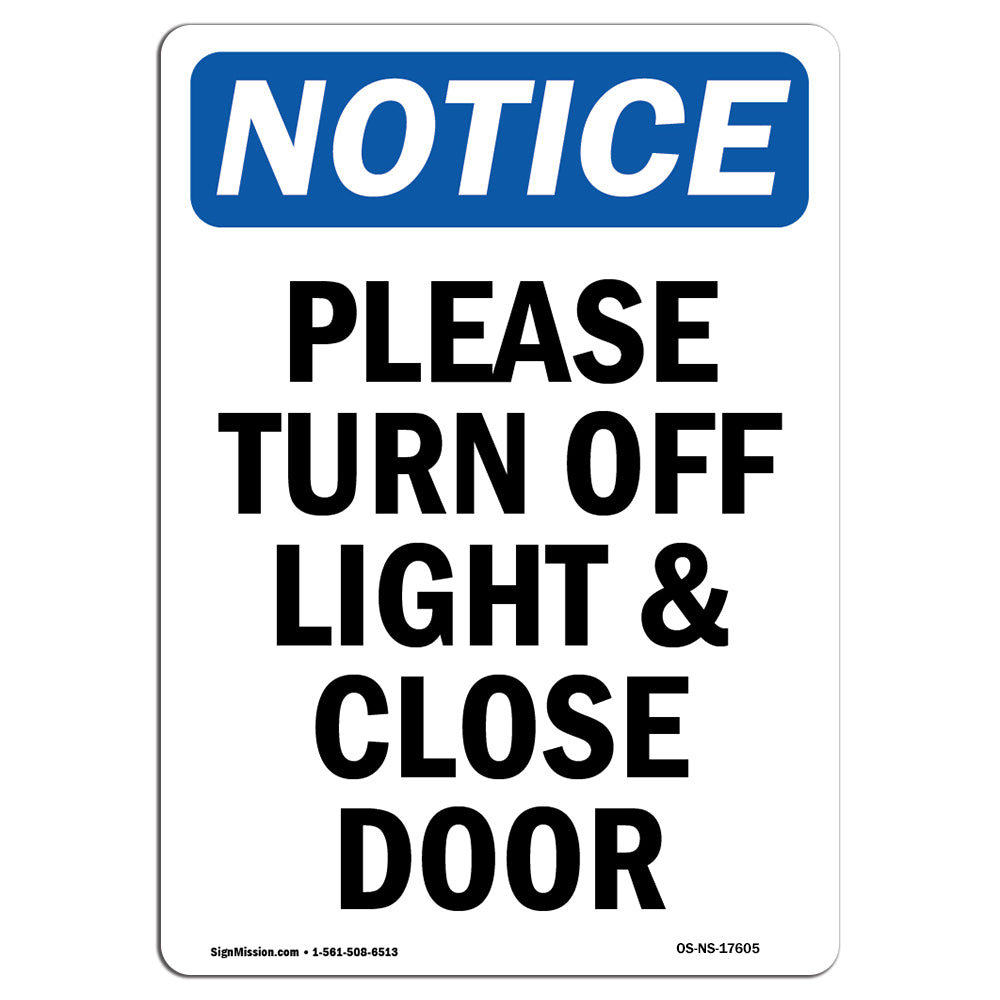 SignMission Please Turn Off Light and Close Door Sign | Wayfair