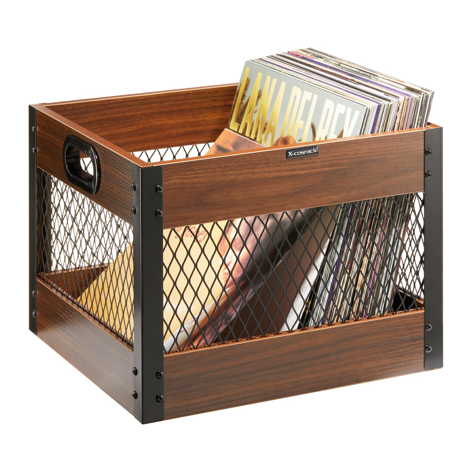 Winston Porter Vinyl Record Storage Crate, Wooden LP Album Shelf Vinyl ...