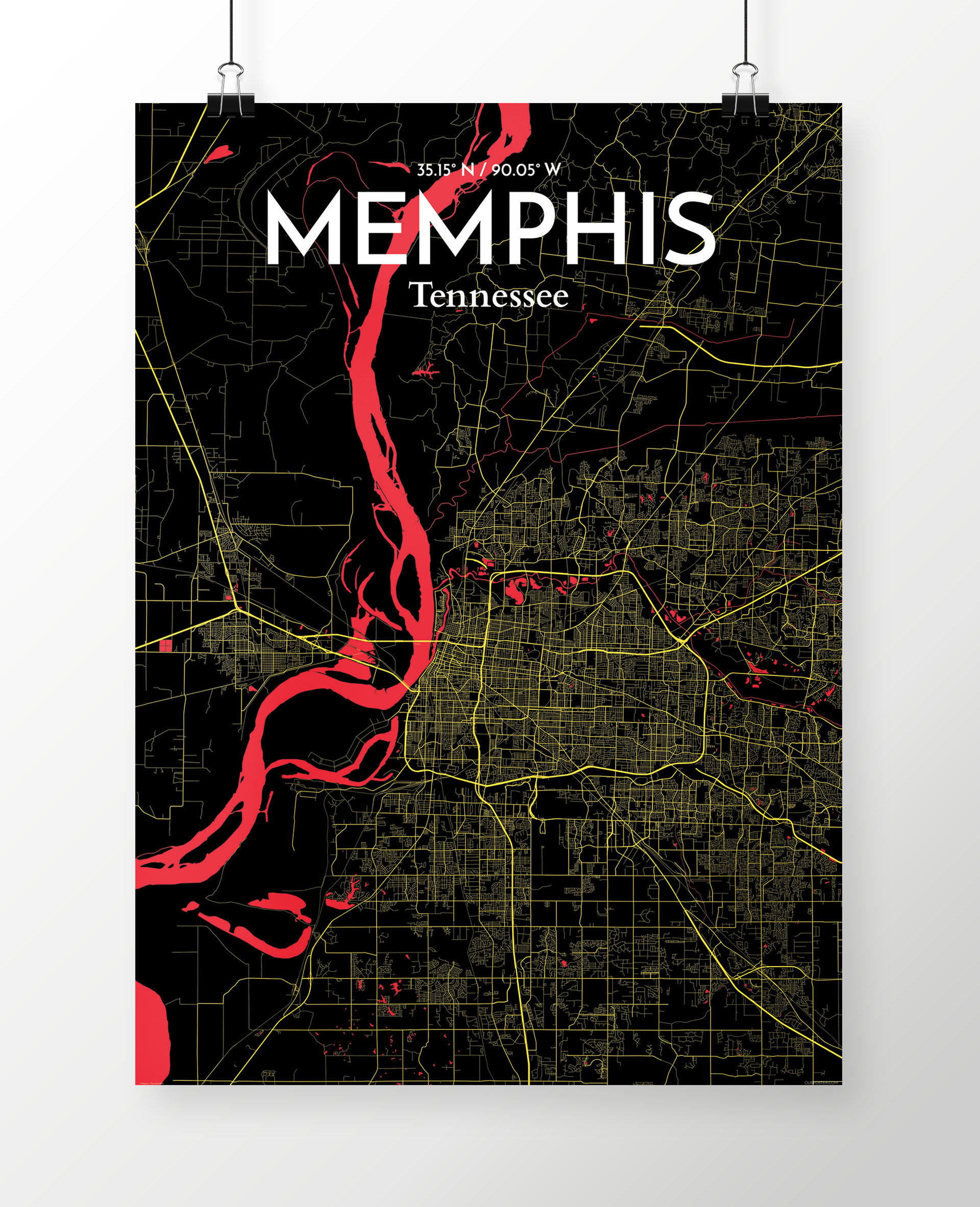 Williston Forge 'Memphis City Map' Graphic Art Print Poster in Black ...