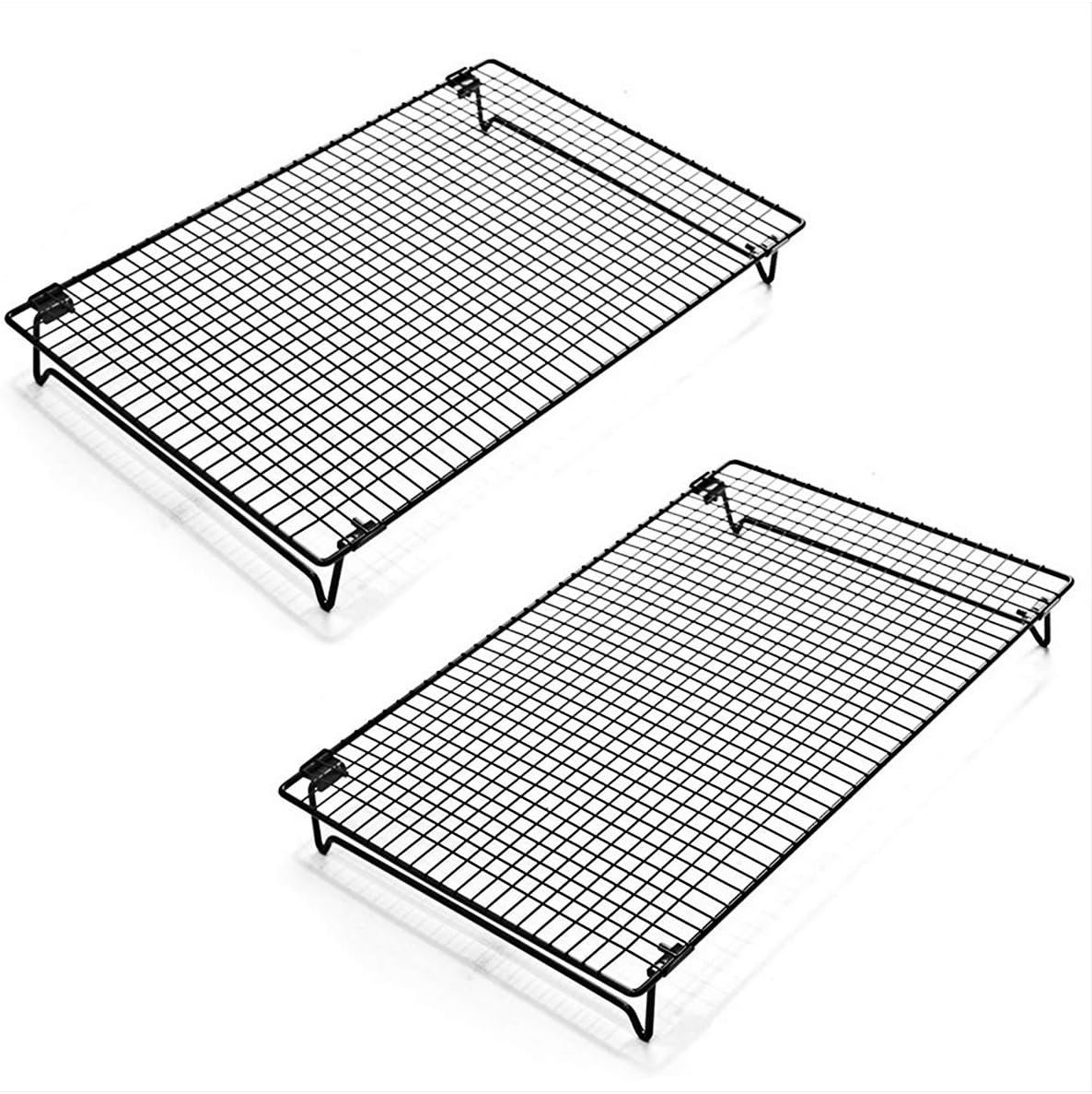 COAHAHA Carbon Steel 2-Piece Cooling Rack Set – Nonstick Black Grid ...