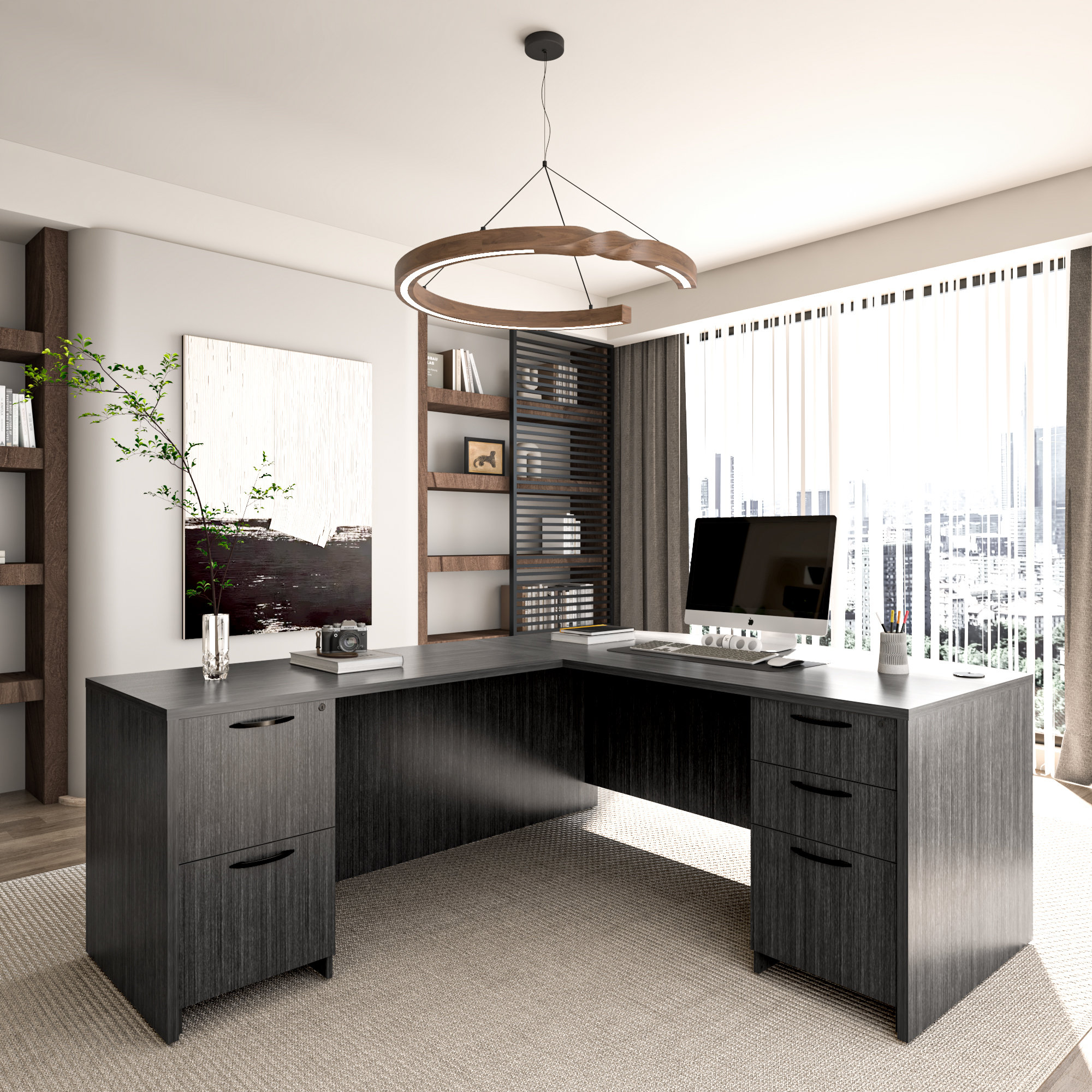 Inbox Zero Nedenia 66.93'' L-Shaped Office Executive Desk With ...