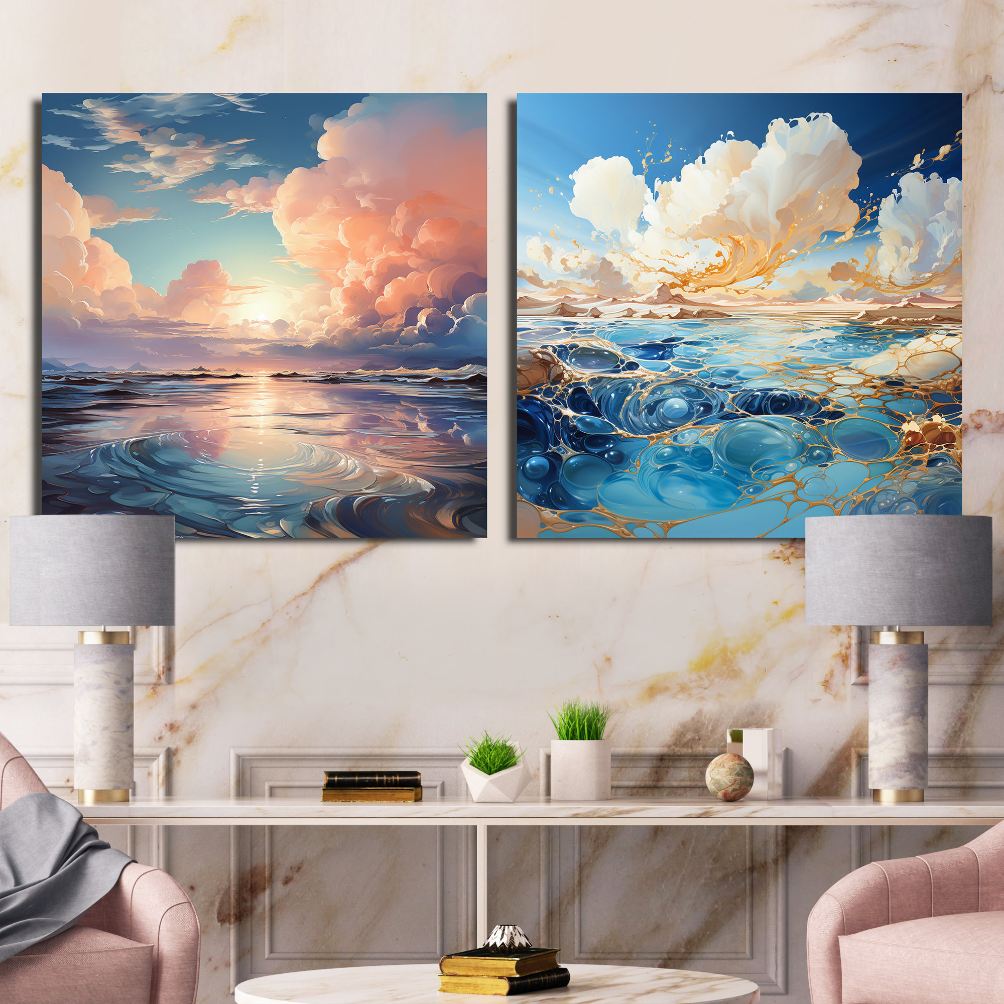 Lark Manor Clouds Charm Liquid Art - Clouds Square Collage Set Of 2 ...