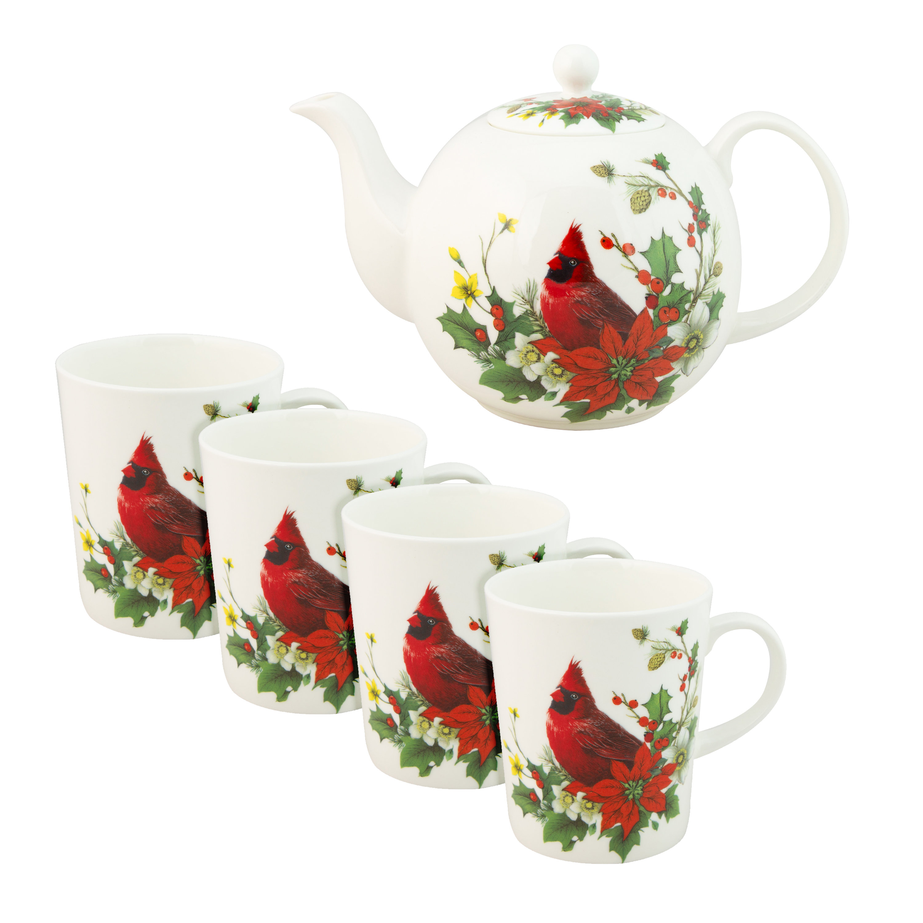 Grace's Tea Ware Cardinal Poinsettia Bone China Tea Set & Reviews | Wayfair
