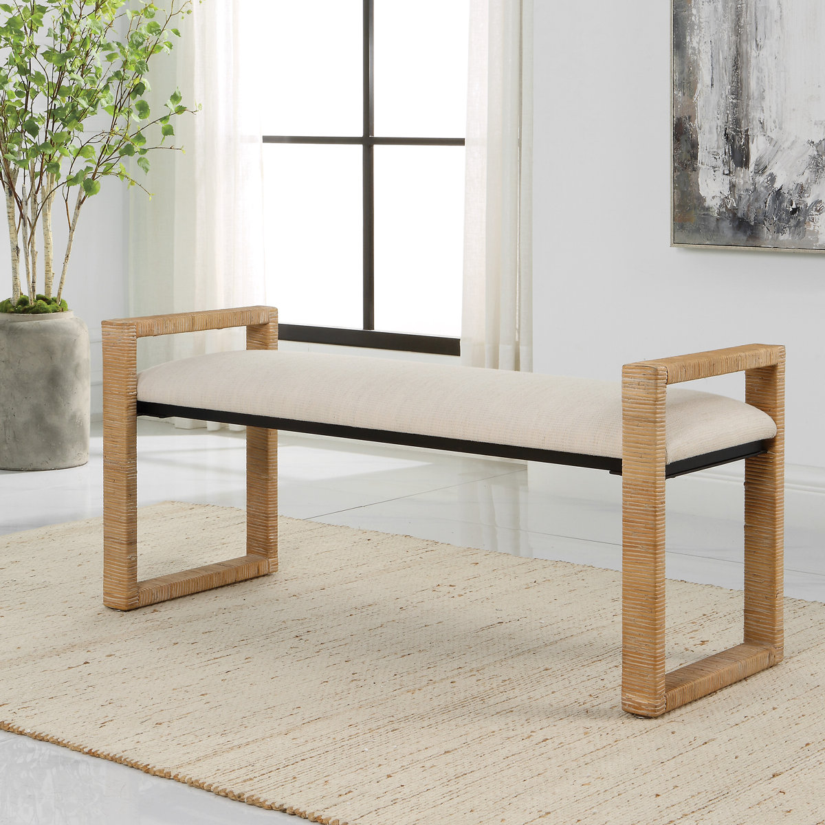 Birch Lane™ Carlacia Coastal Rattan Bench & Reviews | Birch Lane