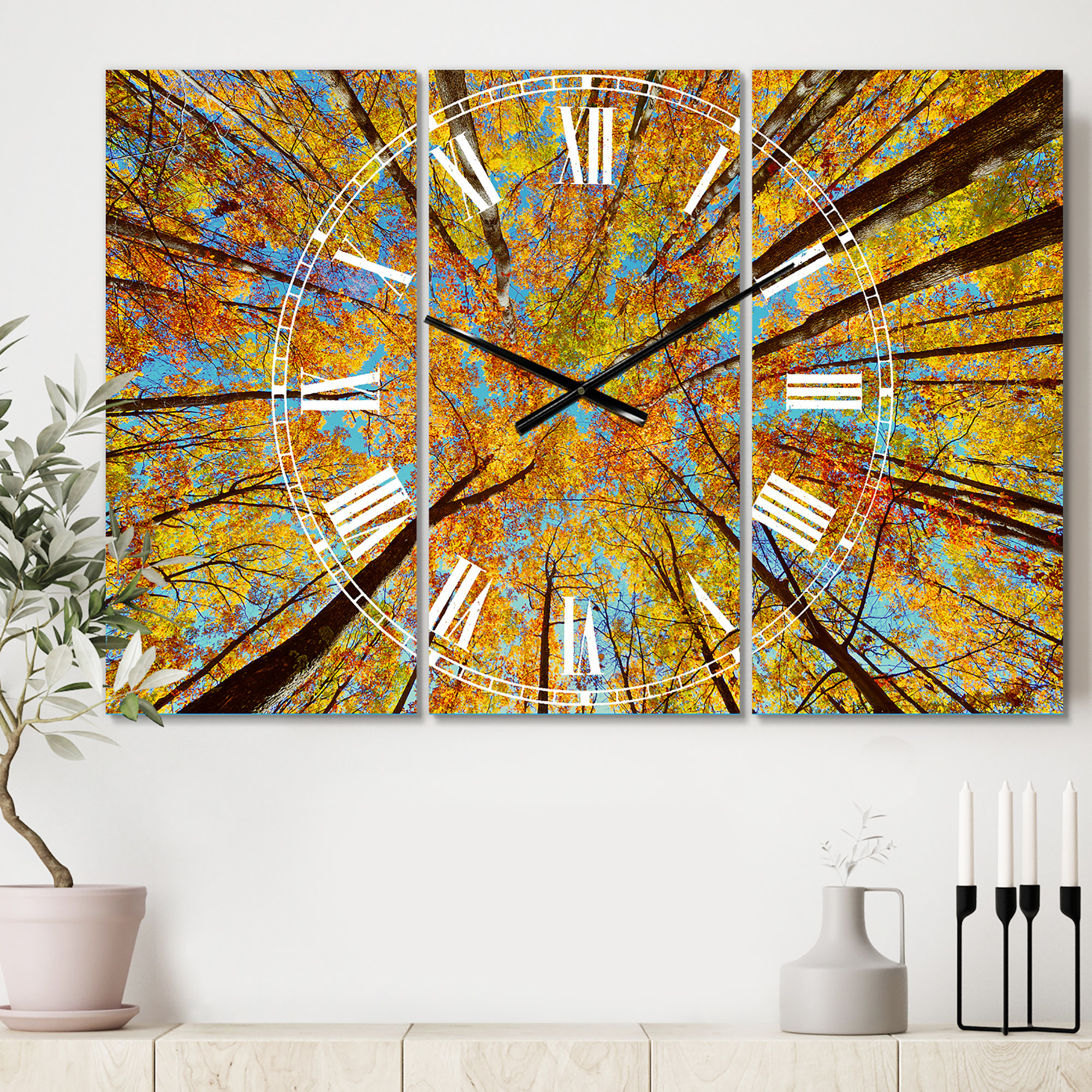 East Urban Home Tree Tops in Autumn Forest - Traditional wall clock ...