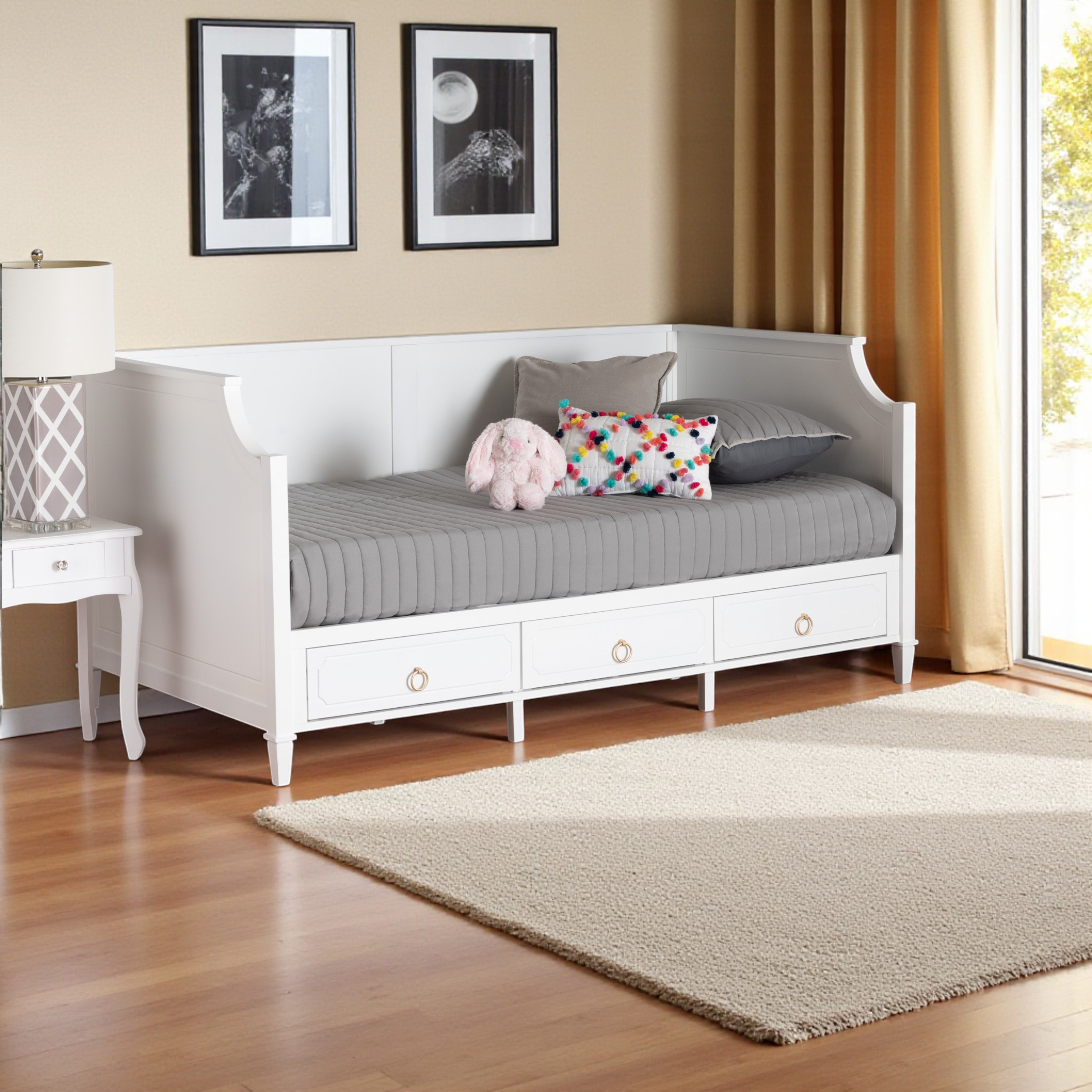 Red Barrel Studio® Eldra in Finished Wood 3-Drawer Daybed in Classic ...