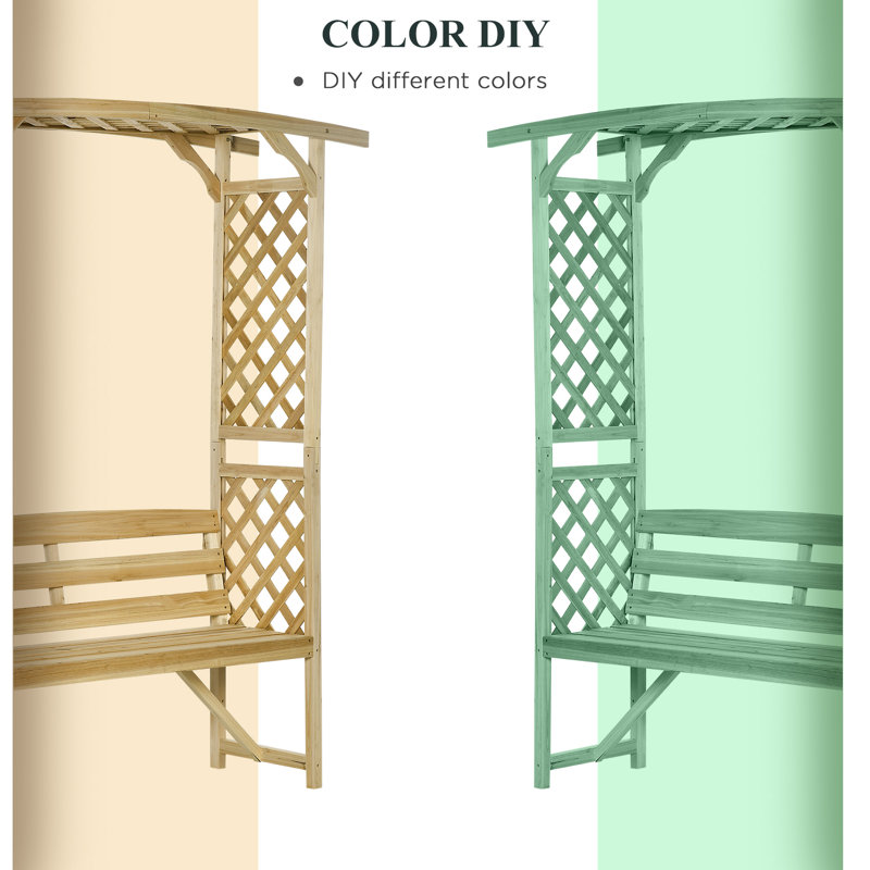Beachcrest Home™ Josefina Patio Garden Bench Arbor Arch with Pergola ...