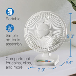 Lasko 6 Inch 2002W 2 Speed Personal Portable Table Fan With Storage ...