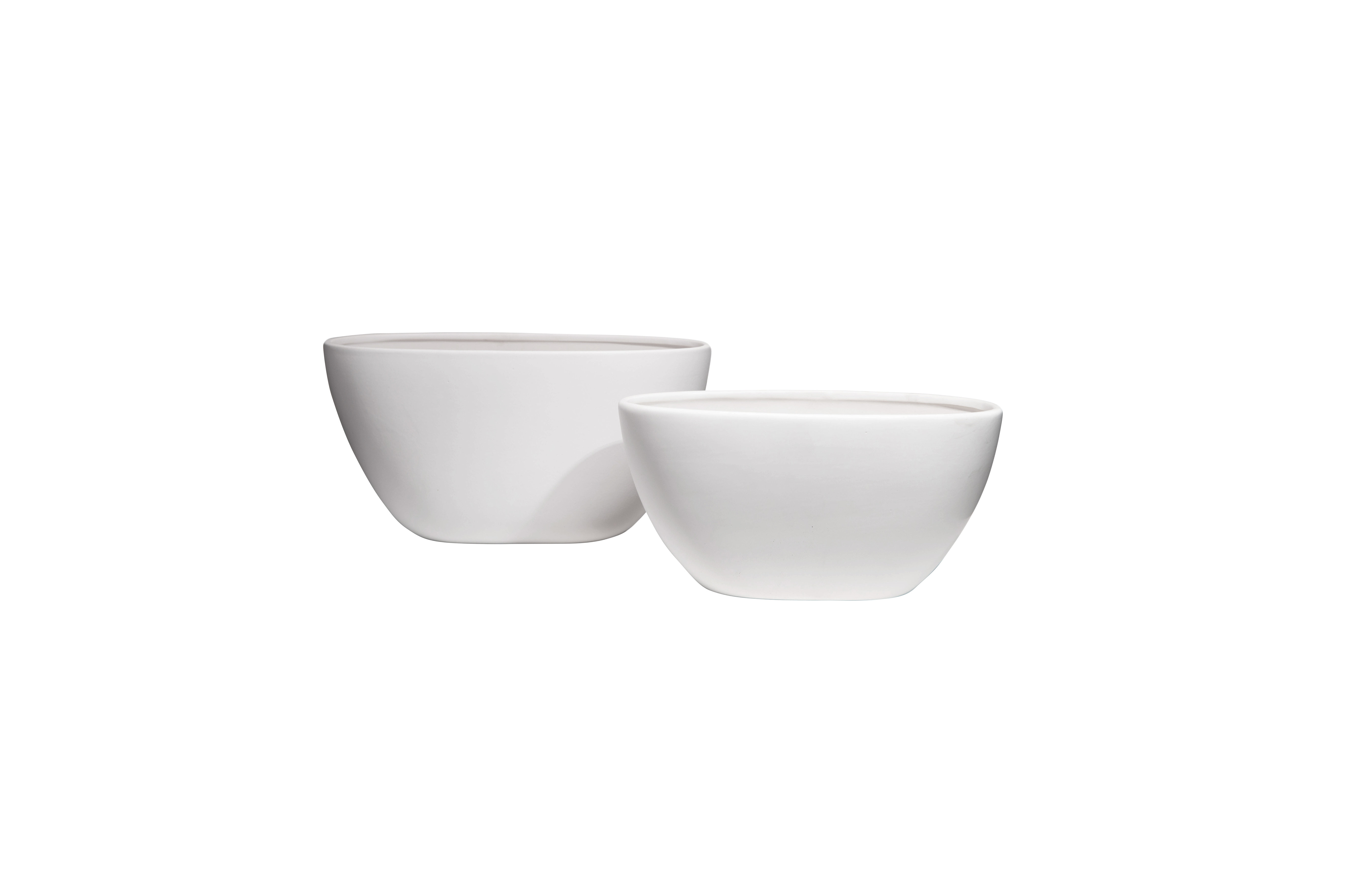 Ivy Bronx Ceramic Plain Low Oval Pot Matte Finish White | Wayfair