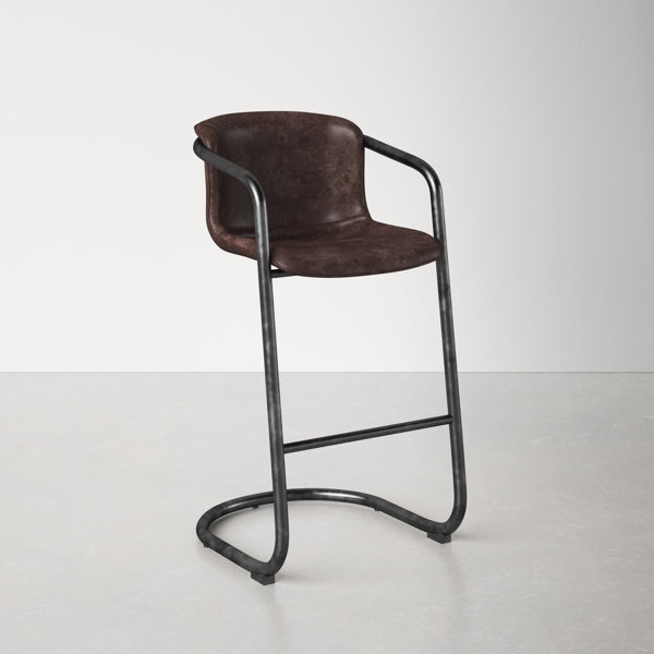 AllModern Higbee Genuine Leather Bar & Counter Stool & Reviews | Wayfair
