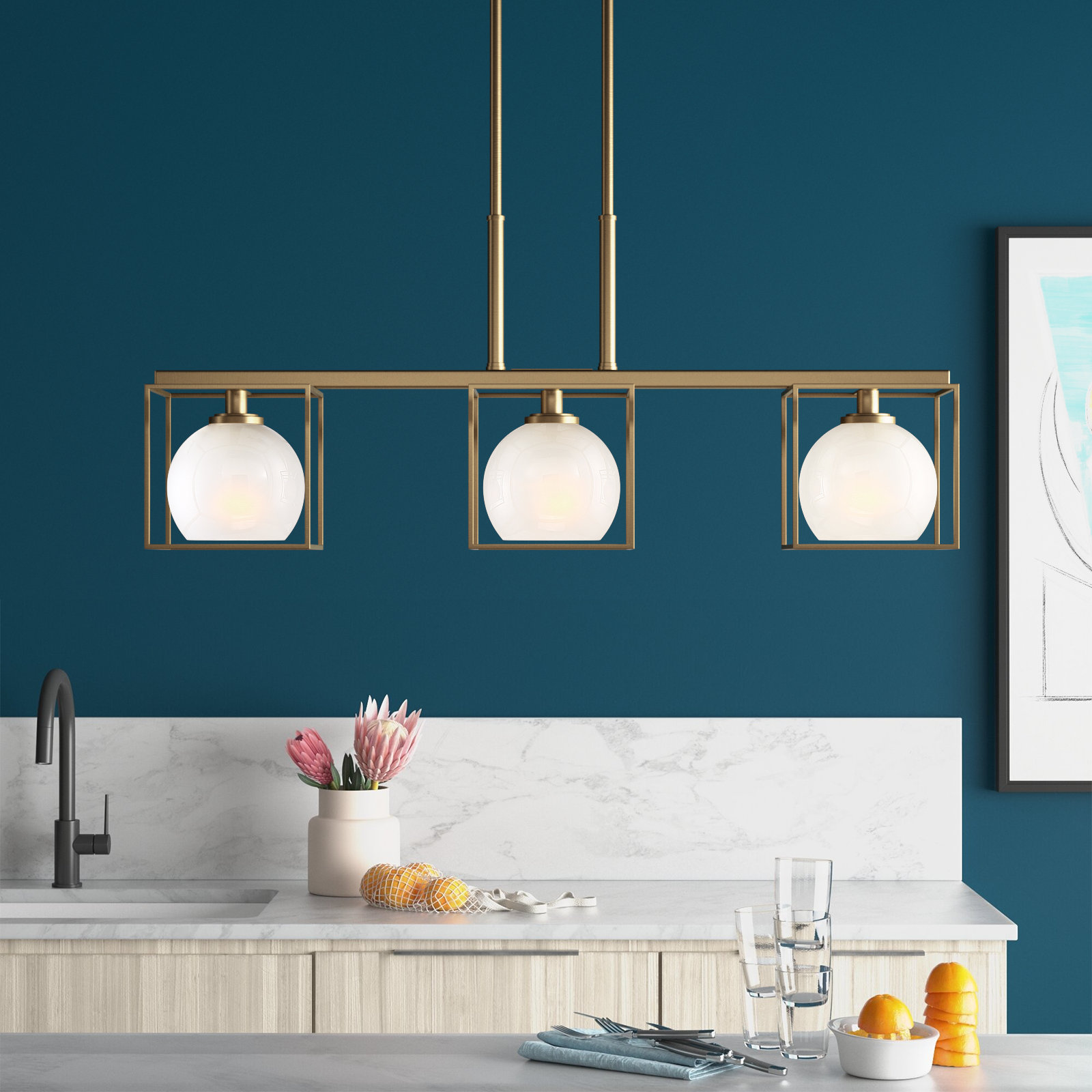 Wade Logan® Cherilus 3 - Light Kitchen Island Linear Pendant & Reviews ...