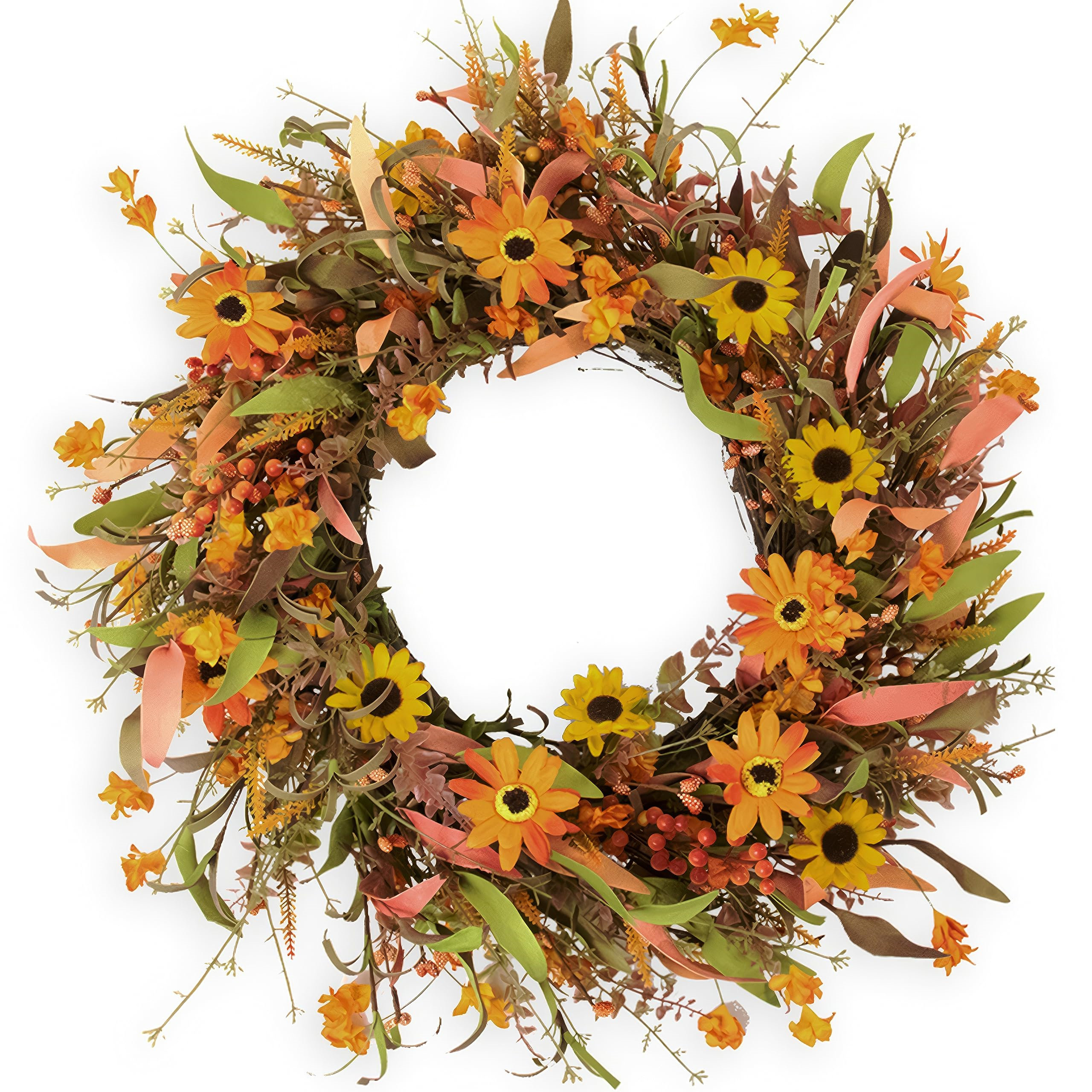 One Allium Way® 22" Large Artificial Fall Wreath for Front Door ...