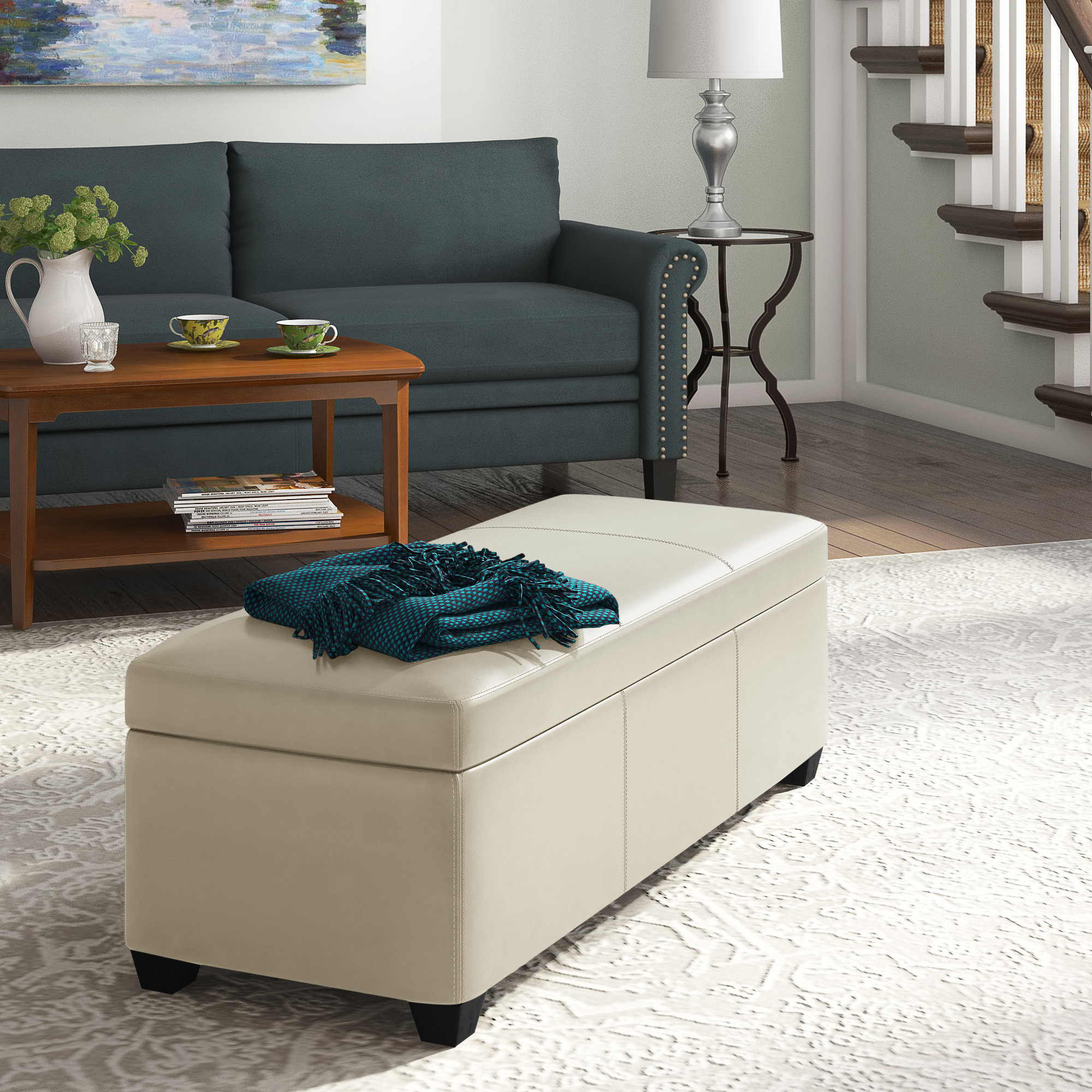 Latitude Run® Aiyahna 46.85" Wide Rectangle Upholstered Storage Ottoman ...