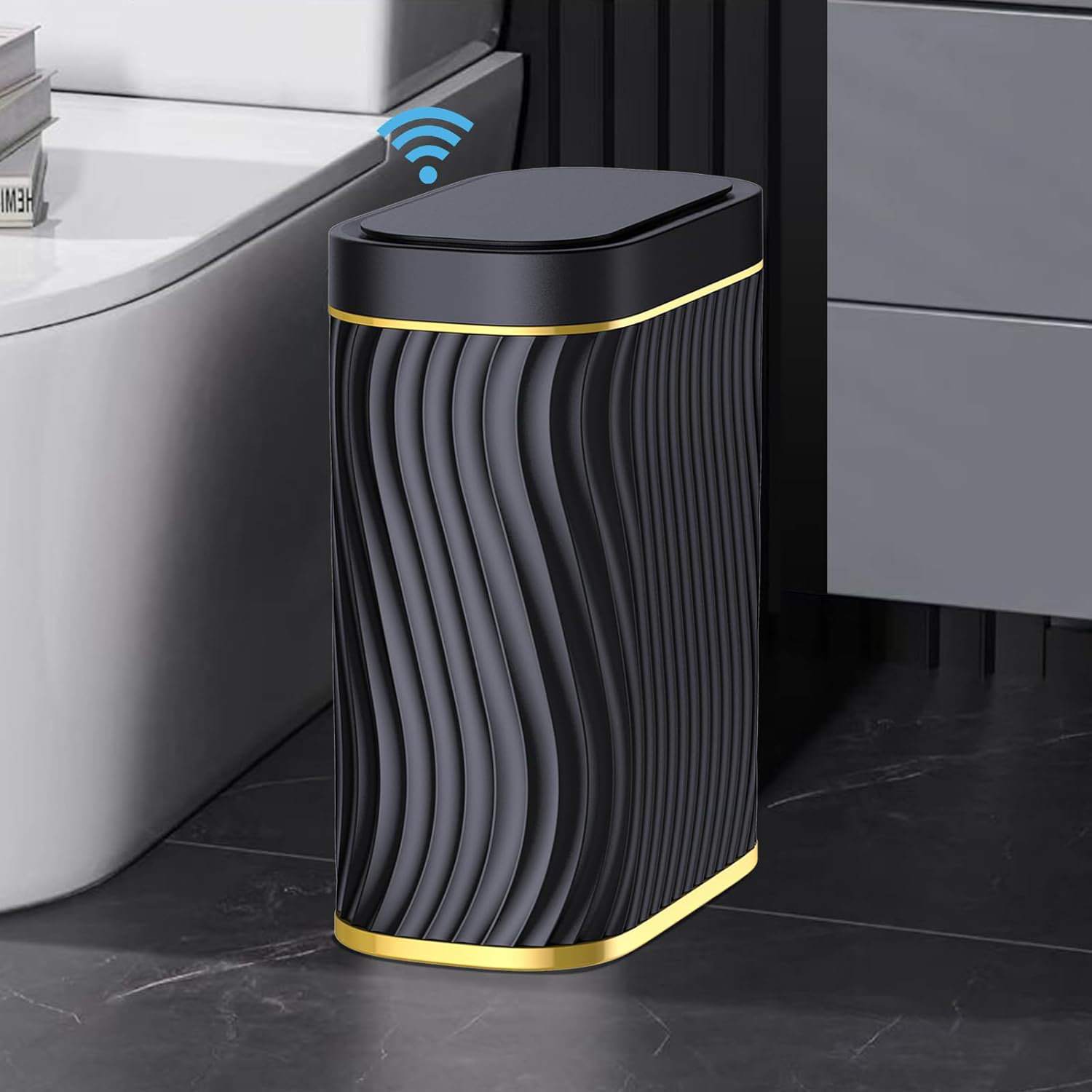 X－MAX FURNITURE Bathroom Small Trash Can With Automatic Touchless Lid ...