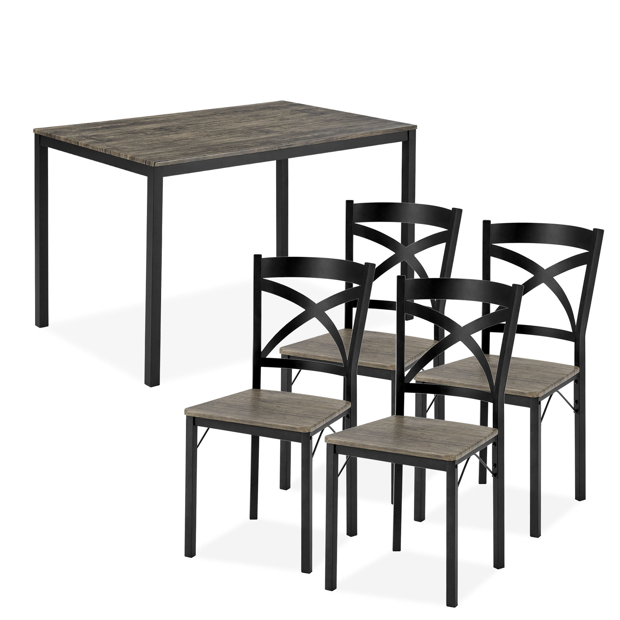 JOMEED 17 Storeys 5 Piece Metal Frame Kitchen Dining Table and Chairs ...