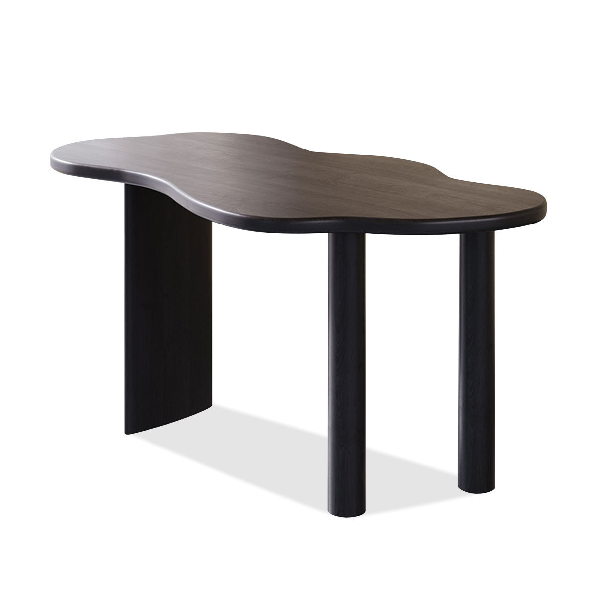 Red Barrel Studio 55.12" Black Free form Solid Wood Dining Table ...