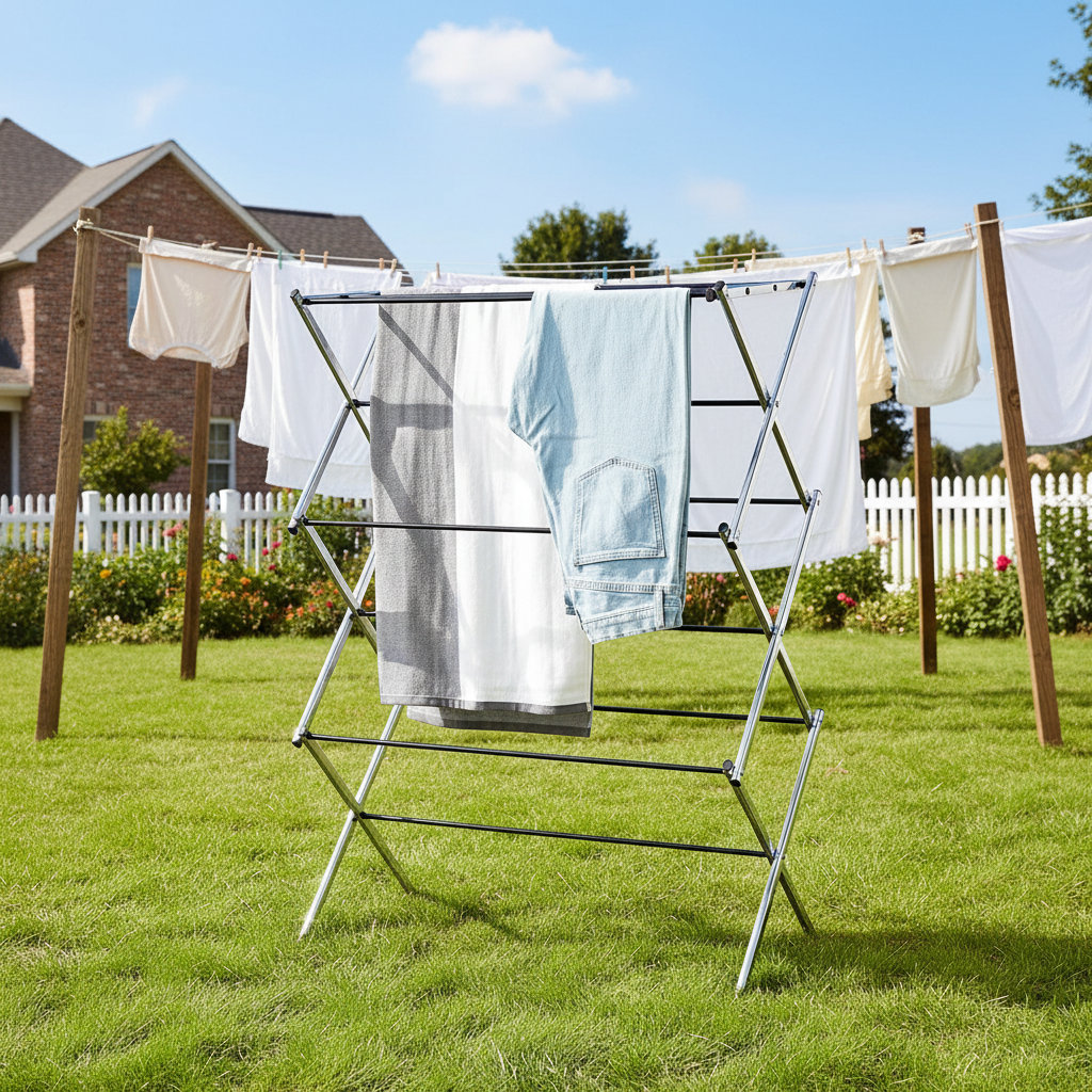 Rebrilliant Foldable Portable Silver Clothes Rack. Easily Dry All Kinds ...