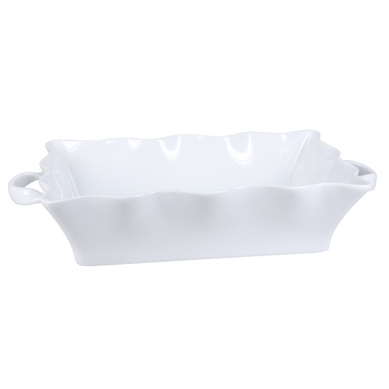 BIA Cordon Bleu White Wavy 3 Quart Rectangular Handled Baker | Wayfair