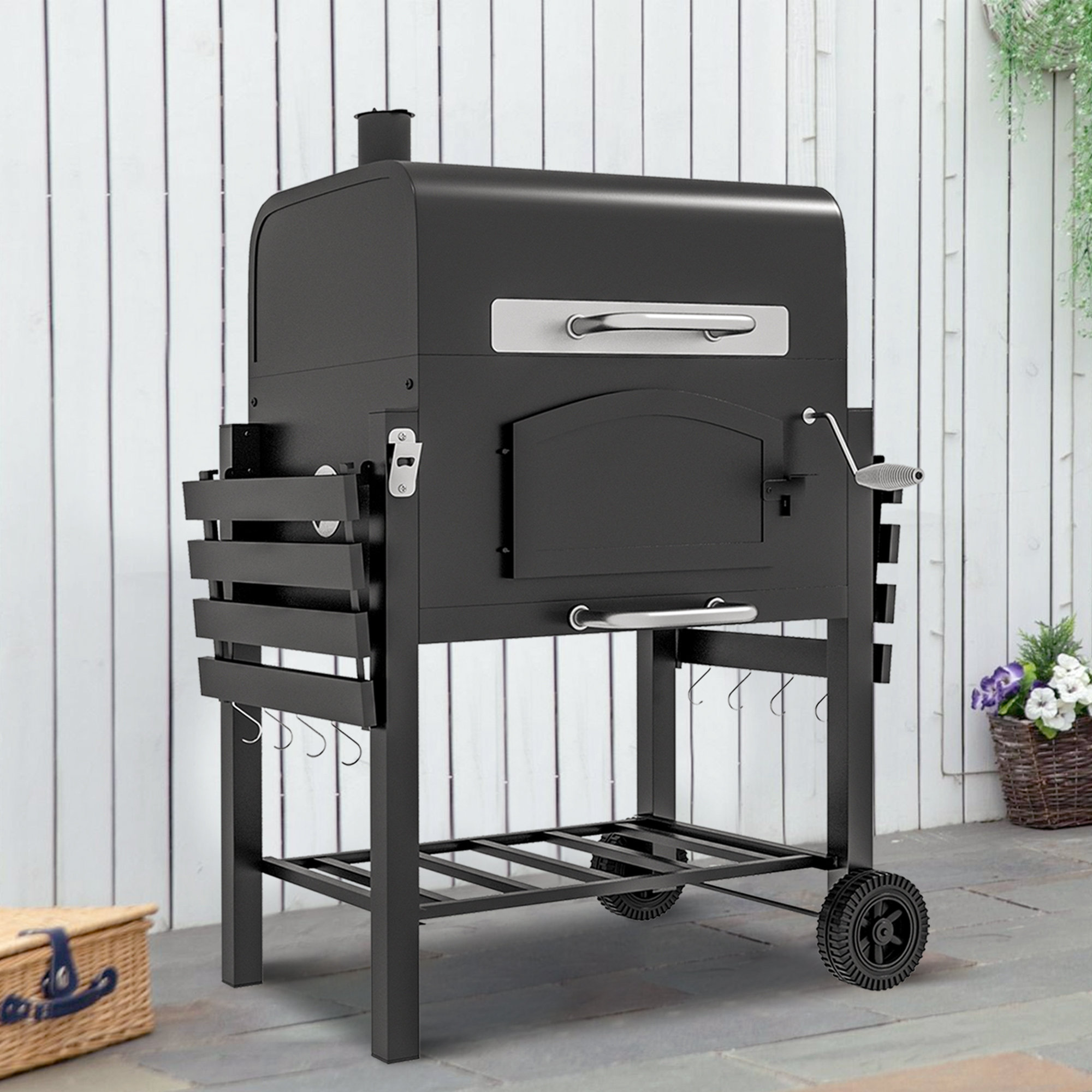 BESTCOSTY Portable Adjustable Height Charcoal Grill Barbecue With ...