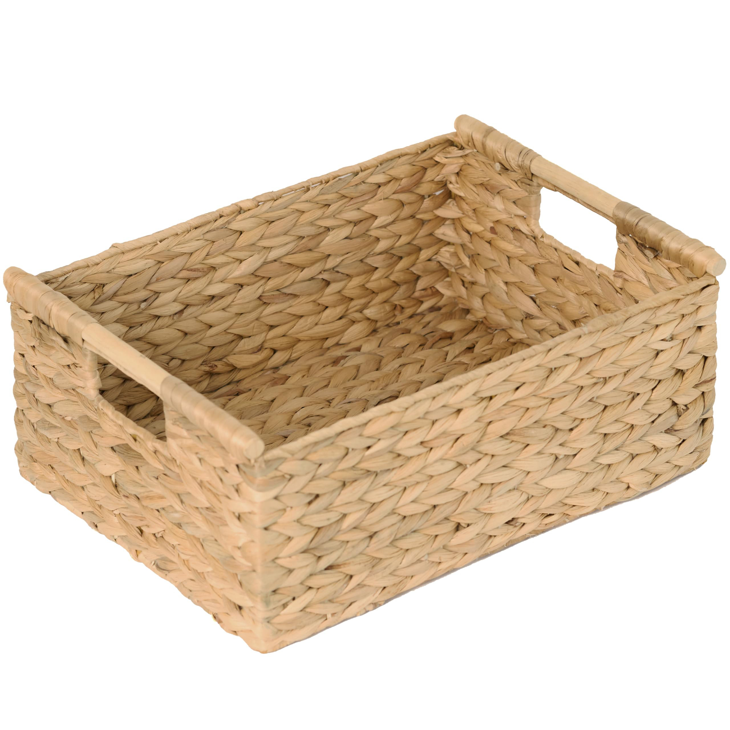 Bayou Breeze Extra Large Handwoven Water Hyacinth Basket With Wooden ...