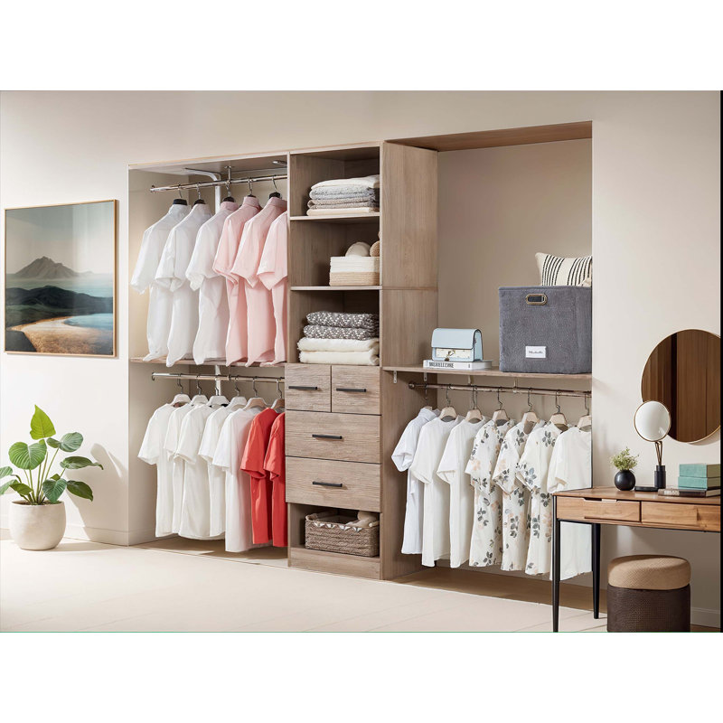 Latitude Run® 8Ft Closet System, Walk In Closet Organizer With 3 ...