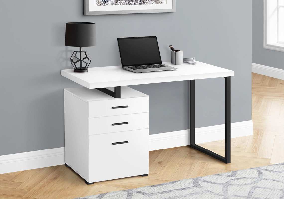 Latitude Run® Contemporary Laptop Desk - 48-Inch White Worktable with ...