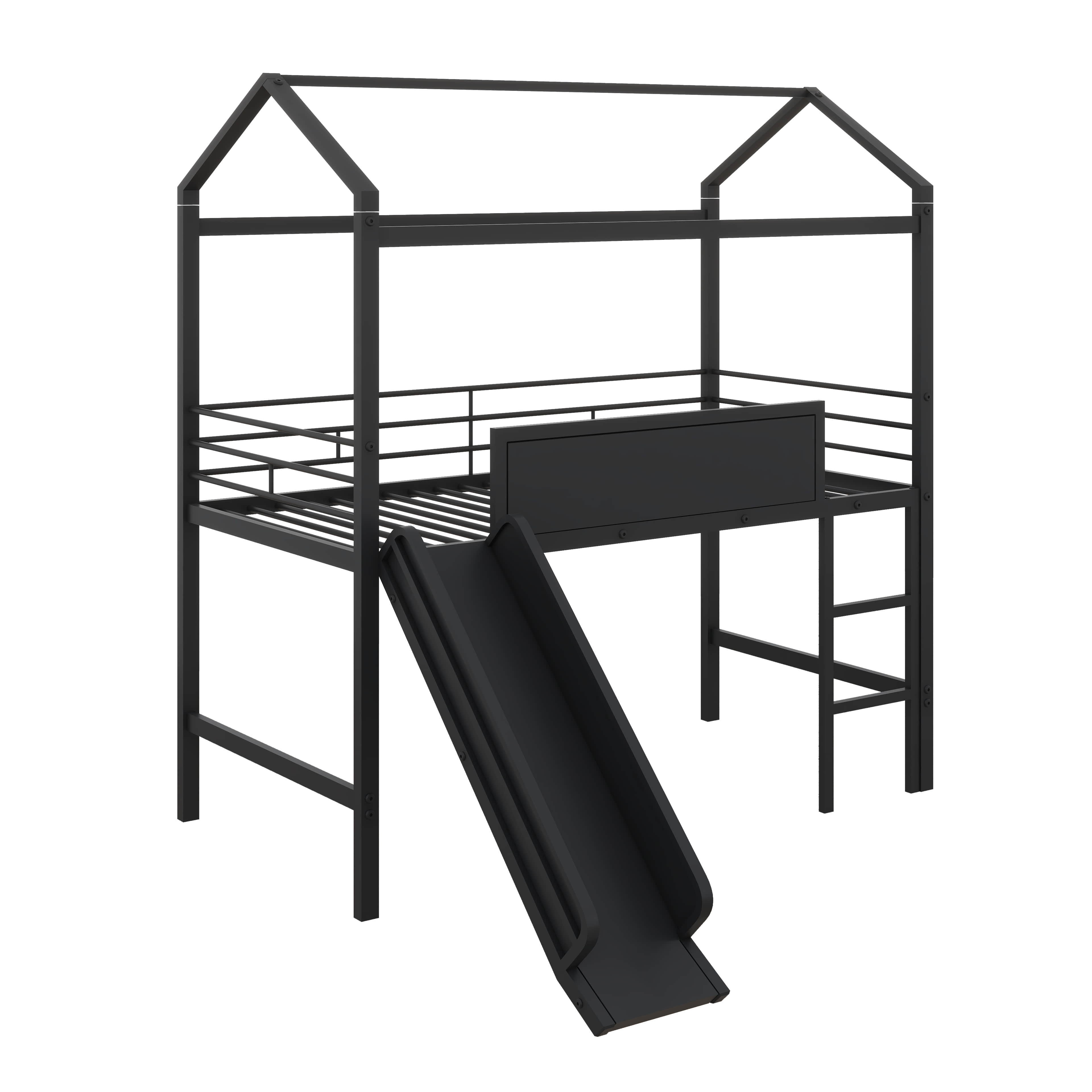 Harper Orchard Twin Loft Bed Featuring Slide And Ladder House-Style ...