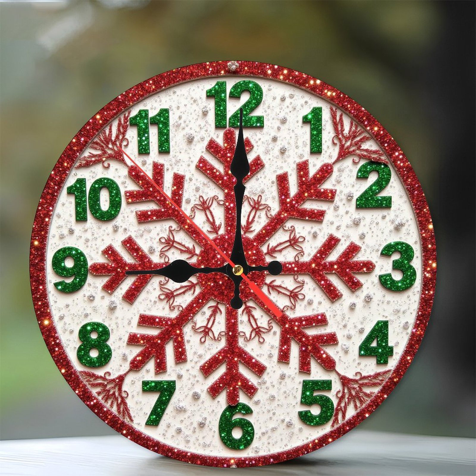 Ophelia & Co. Christmas-Snowflake-Glitter-Clock | Wayfair