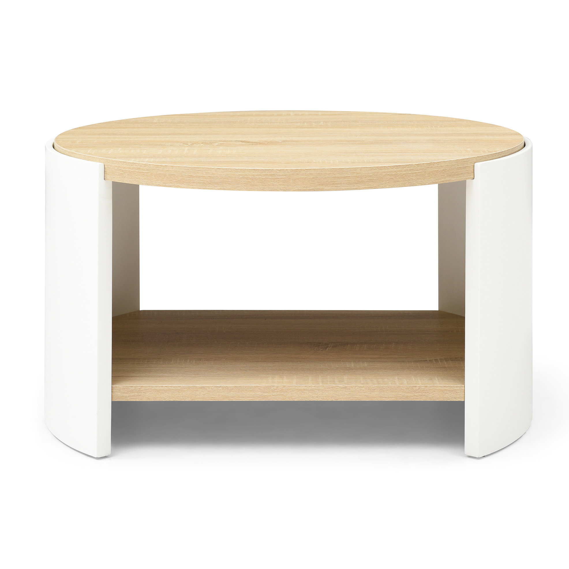 Latitude Run® Round 2 Coffee Table For Home - 31" Rustic Wood Desktop ...