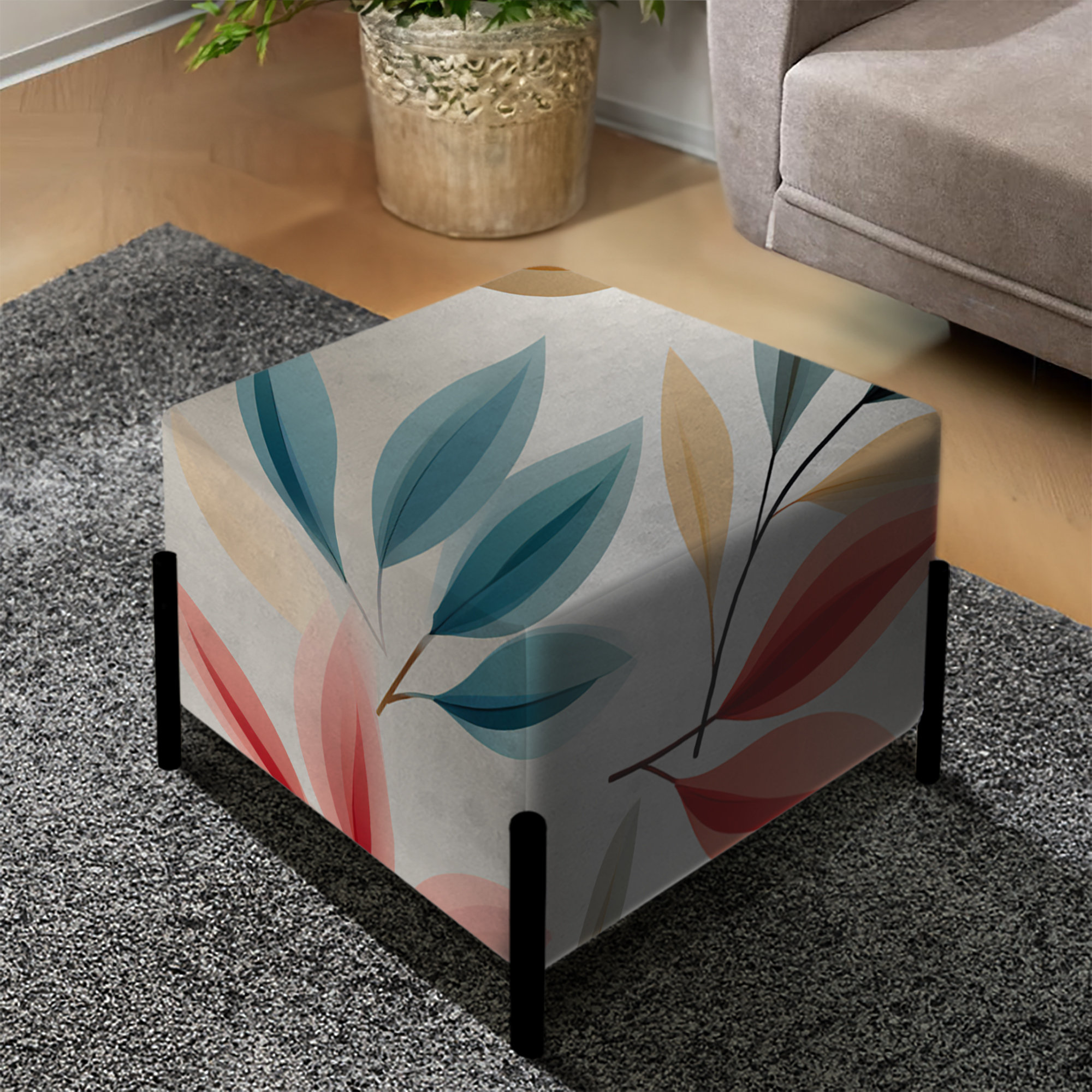 Design Art Modern Elegance - Floral Square Ottoman - Wayfair Canada
