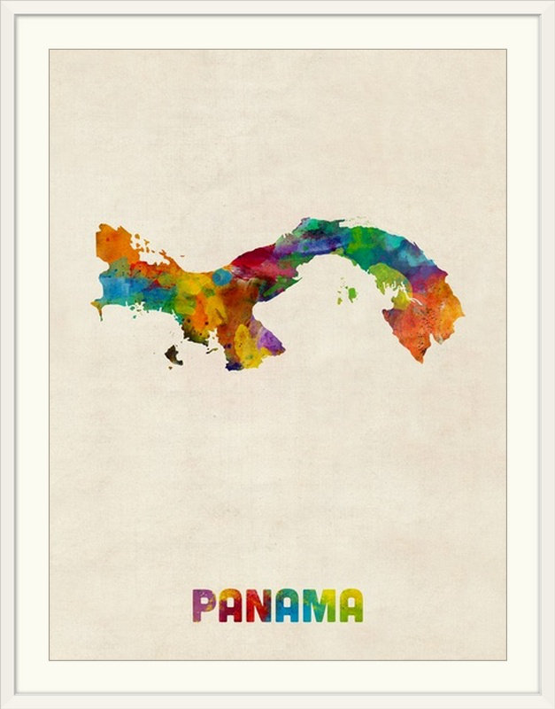 Ebern Designs Francy 'Panama Watercolor Map' by Abarca Graphic Art ...