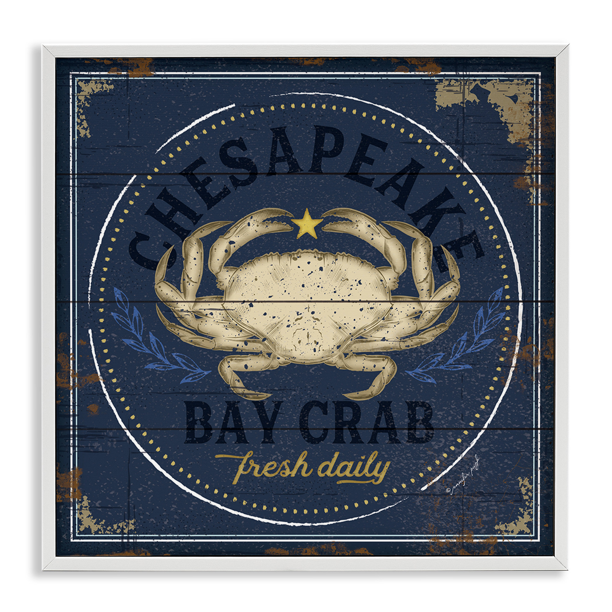 Stupell Industries Vintage Chesapeake Bay Crab Sign Nautical Marine ...