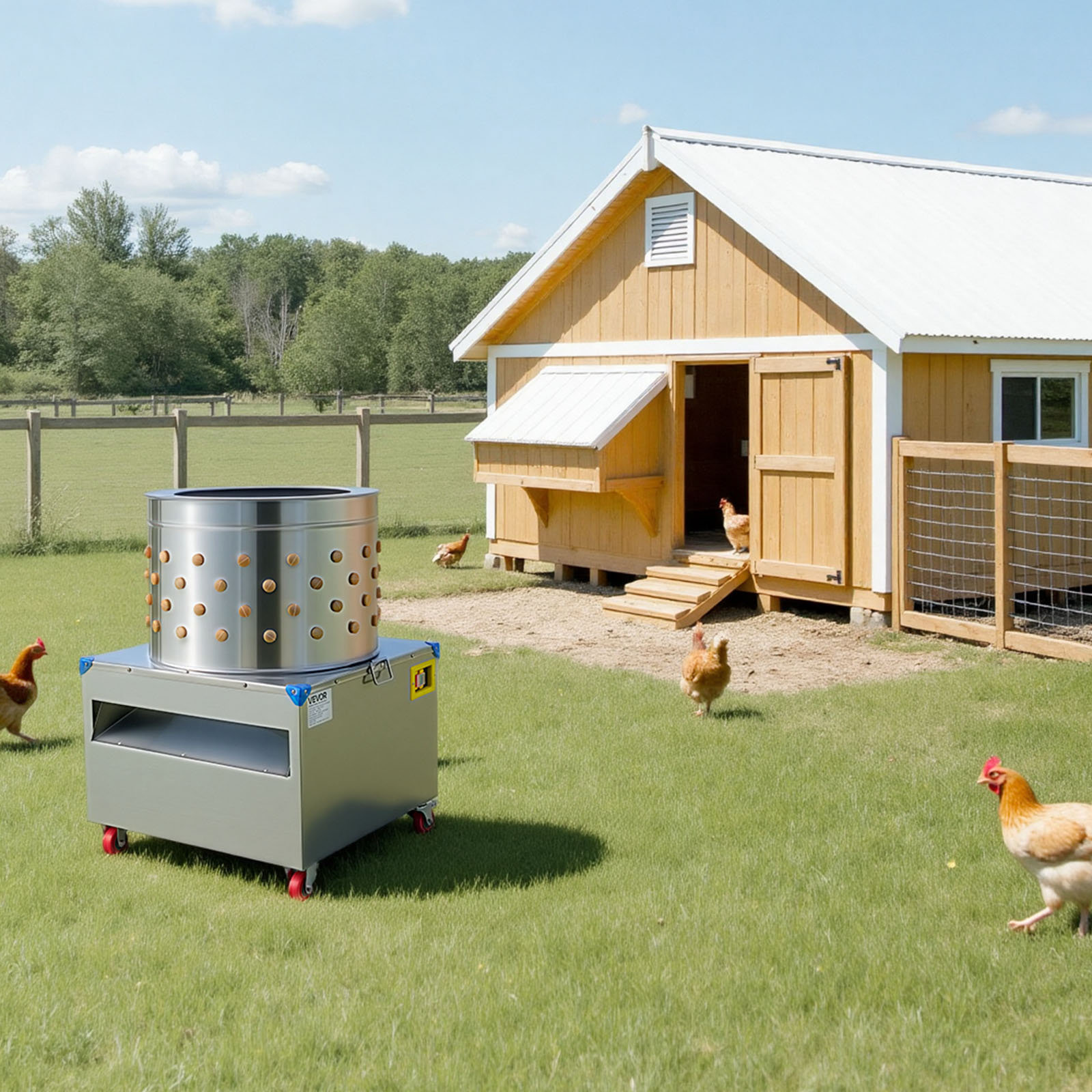 Hokku Designs Chicken Plucker Machine, 23.6 in Drum, 2200W & 240RPM Electric Chicken Plucking ...