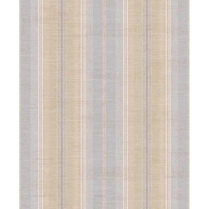 Gracie Oaks Designs Metallic Light Grey & Beige Magnolia Stripe ...