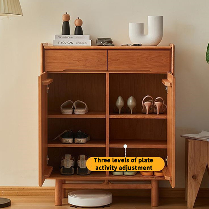 DICIXA Nordic Cherry Wood Shoe Cabinet 12 Pair Shoe Storage | Wayfair